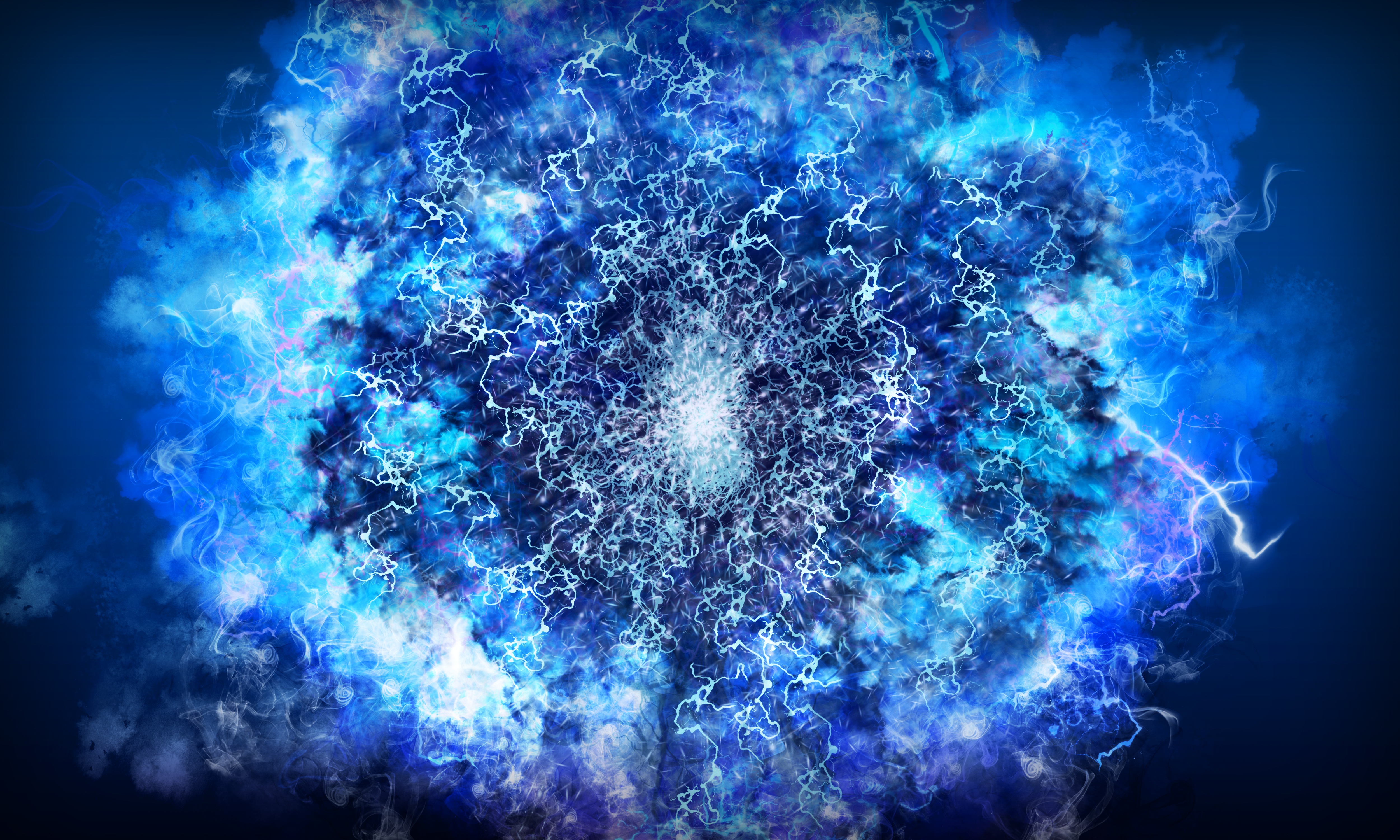Download wallpaper 5000x3000 lightning, abstraction, energy, light ...