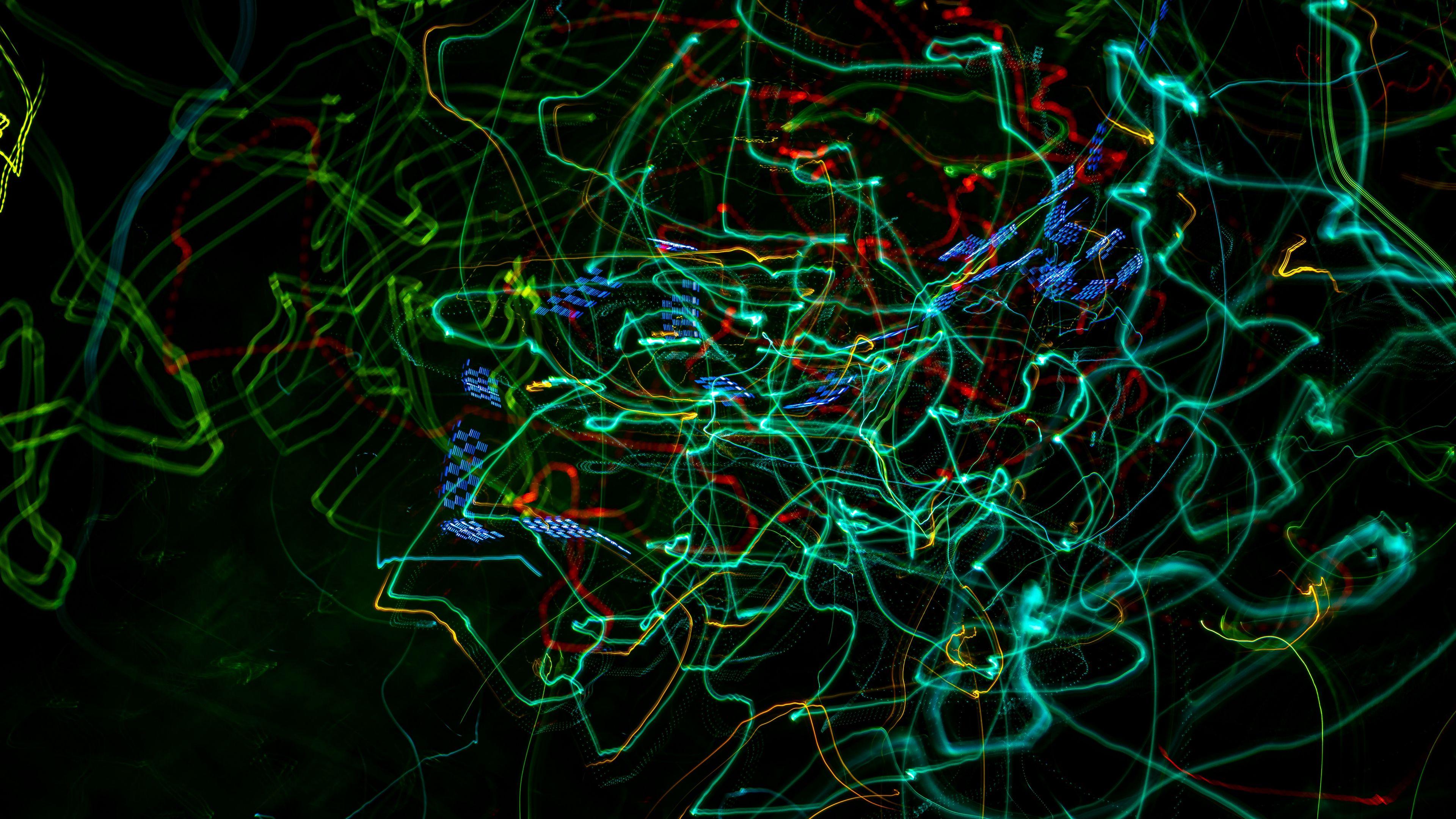 Download wallpaper 3840x2160 lines, neon, confusion, dark 4k uhd 16:9 ...