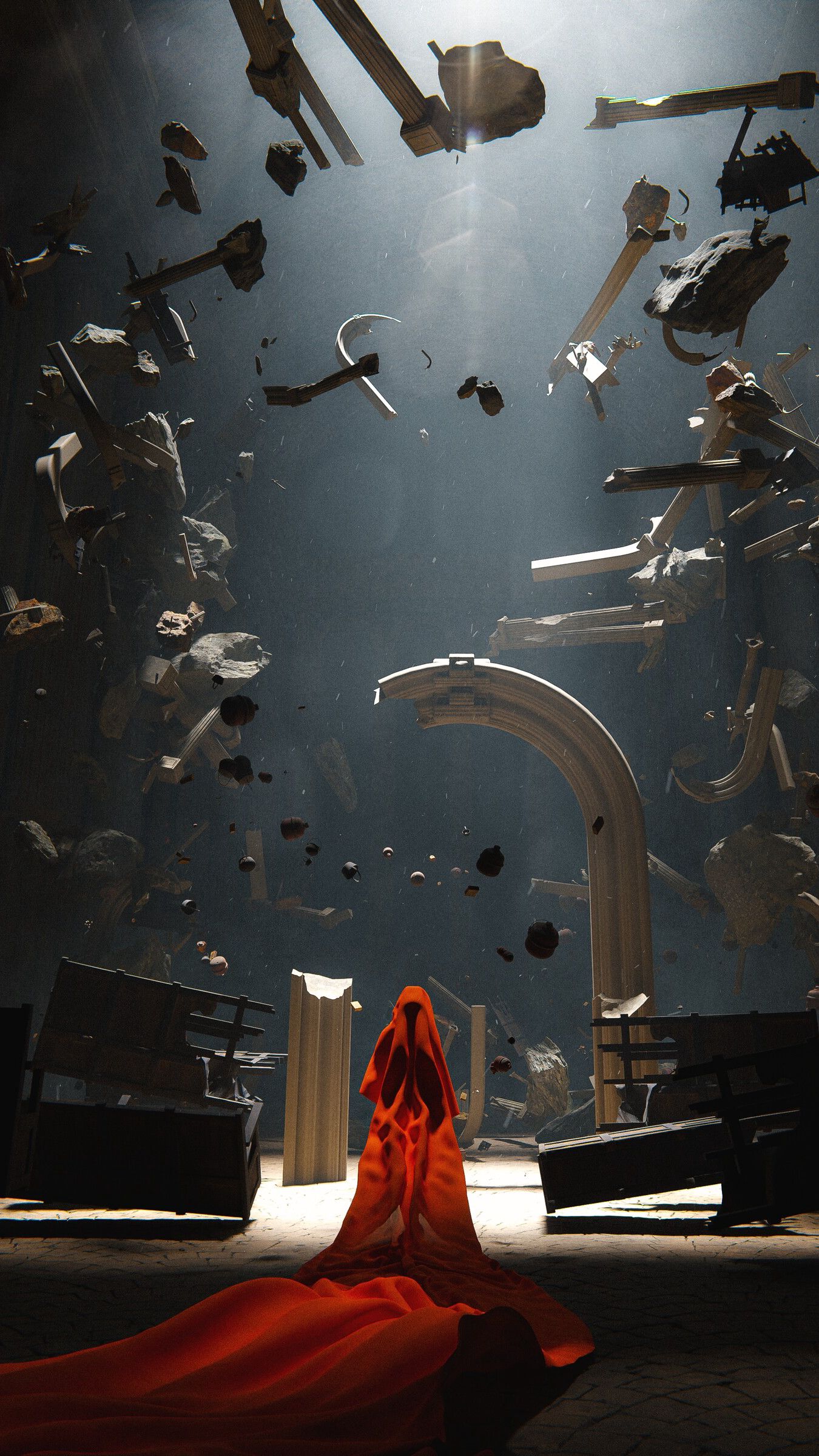 Download wallpaper 1350x2400 magician, silhouette, magic, levitation ...