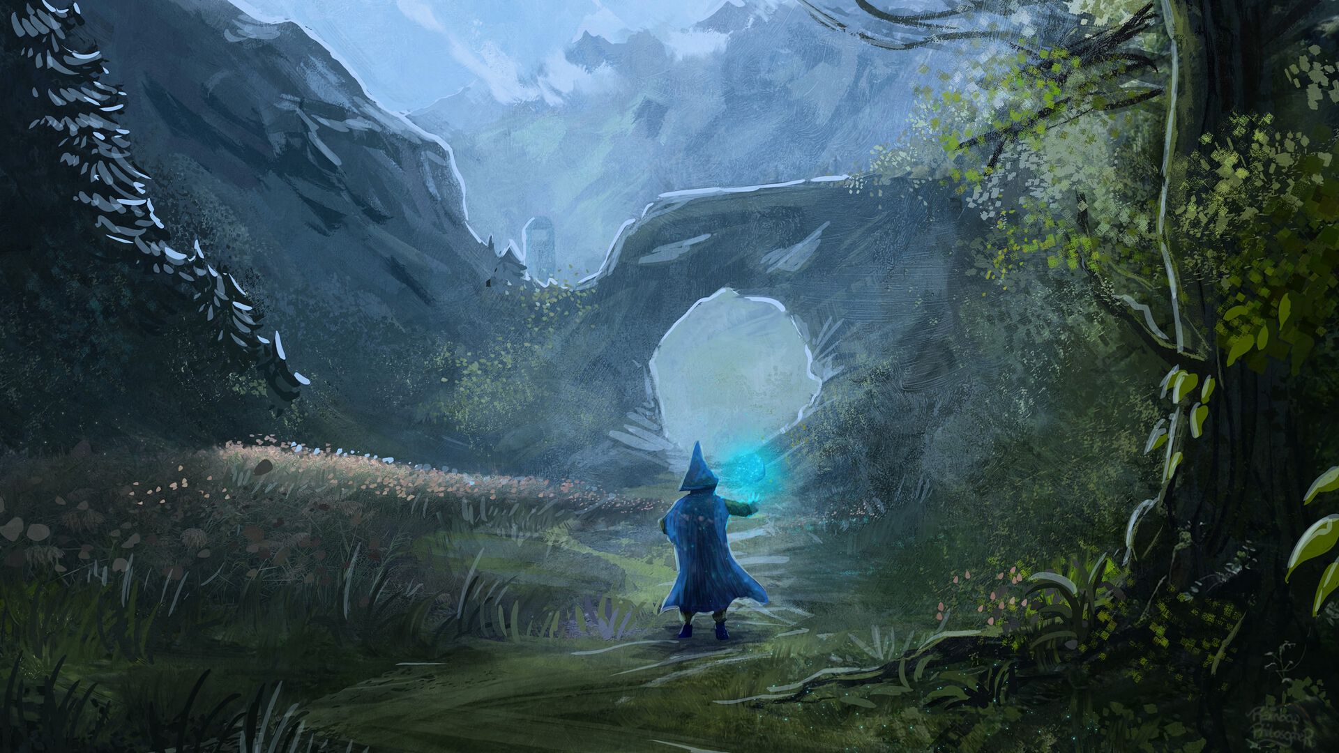 Download wallpaper 1920x1080 magician, traveler, travel, fantasy, art ...
