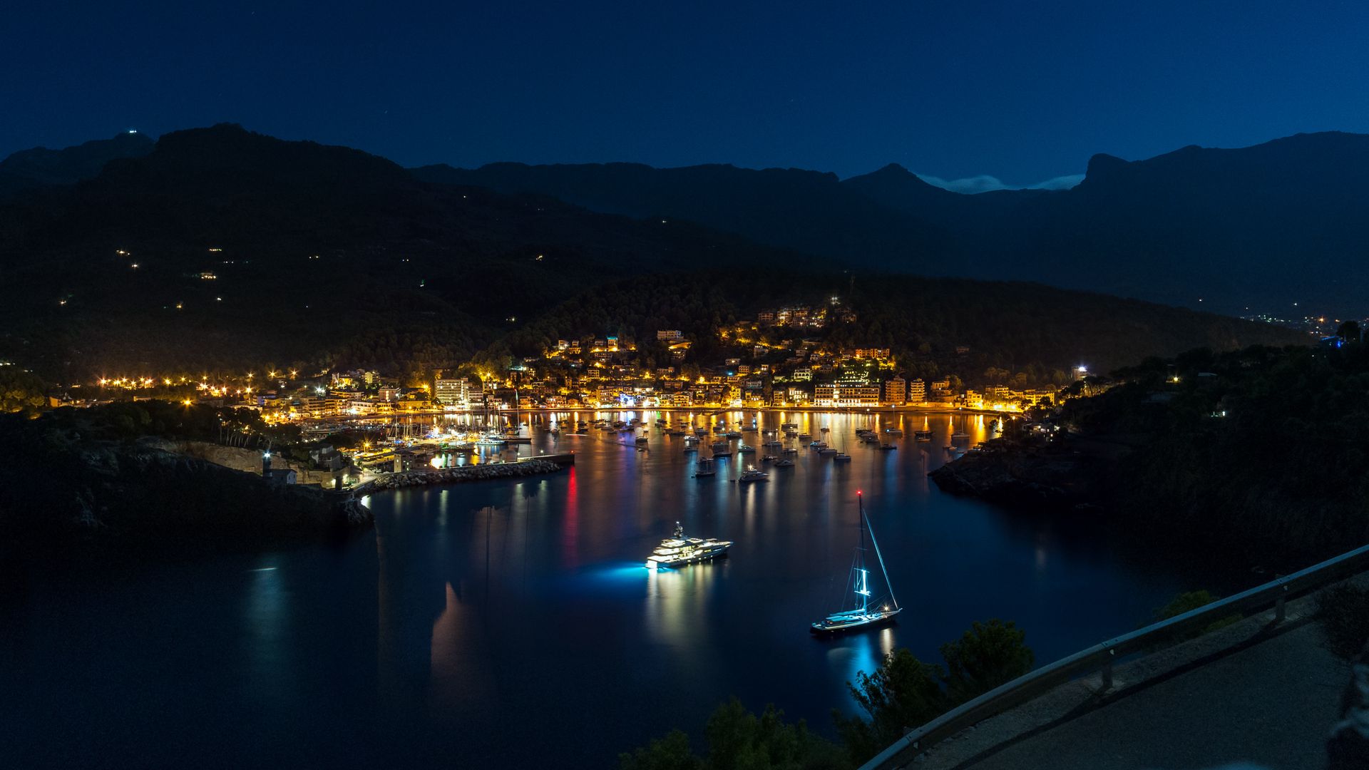 Download wallpaper 1920x1080 majorca, spain, night, shore full hd, hdtv ...