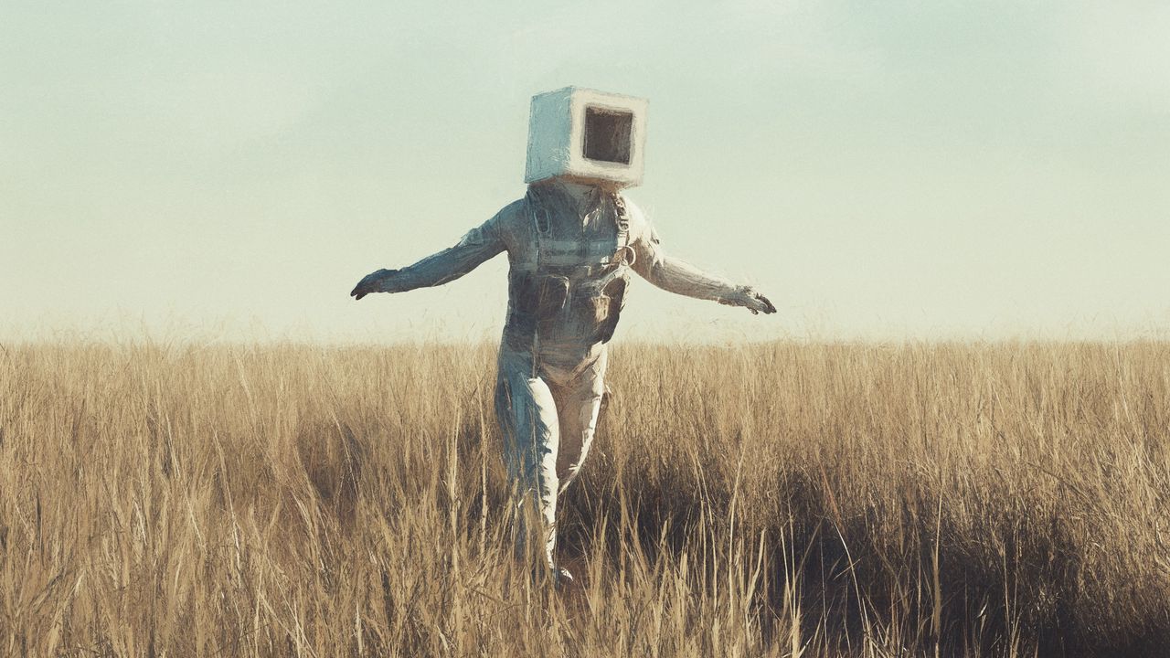 Wallpaper man, cube, freedom, field, art hd, picture, image