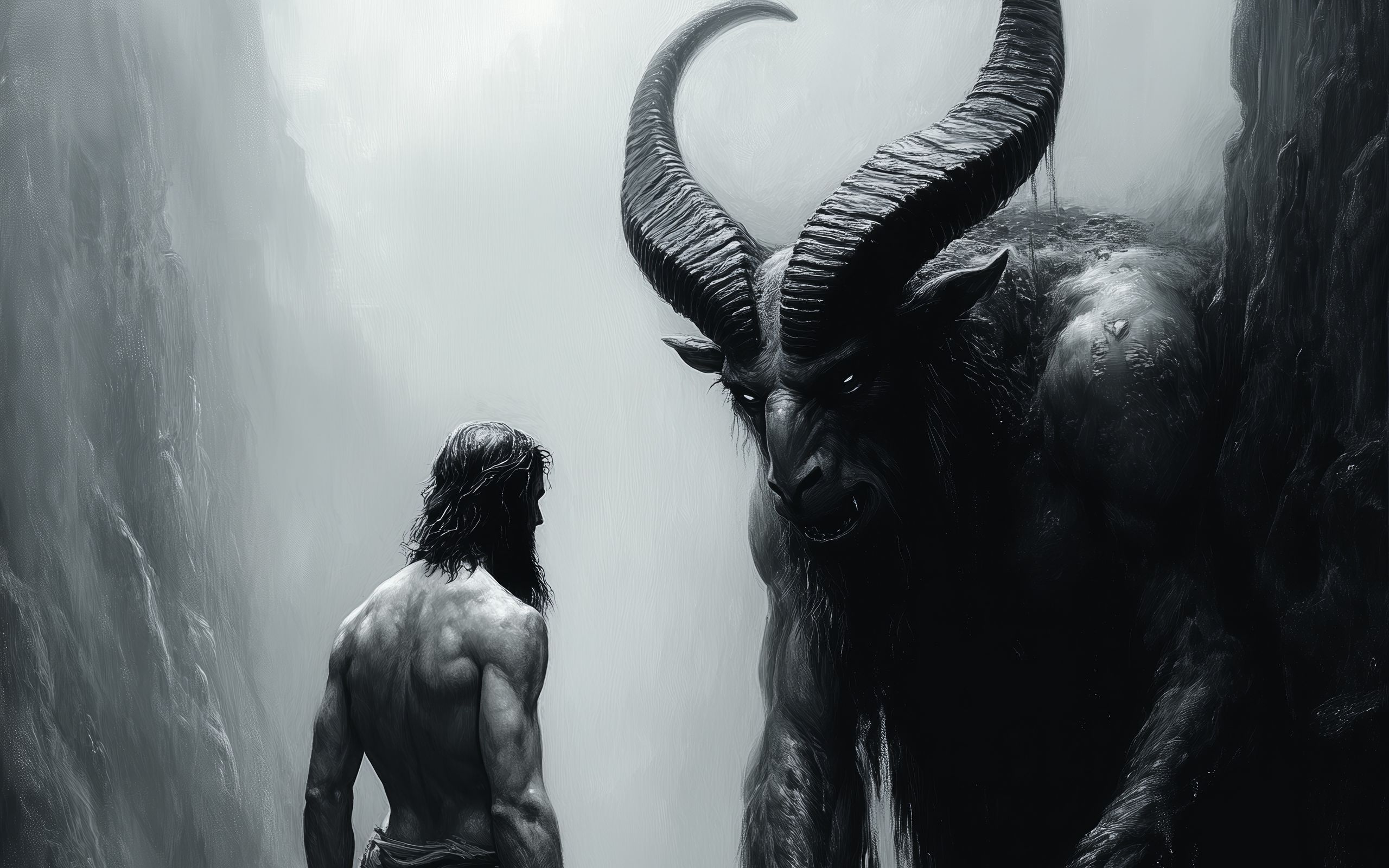 Download wallpaper 2560x1600 man, demon, monster, art, bw widescreen 16 ...