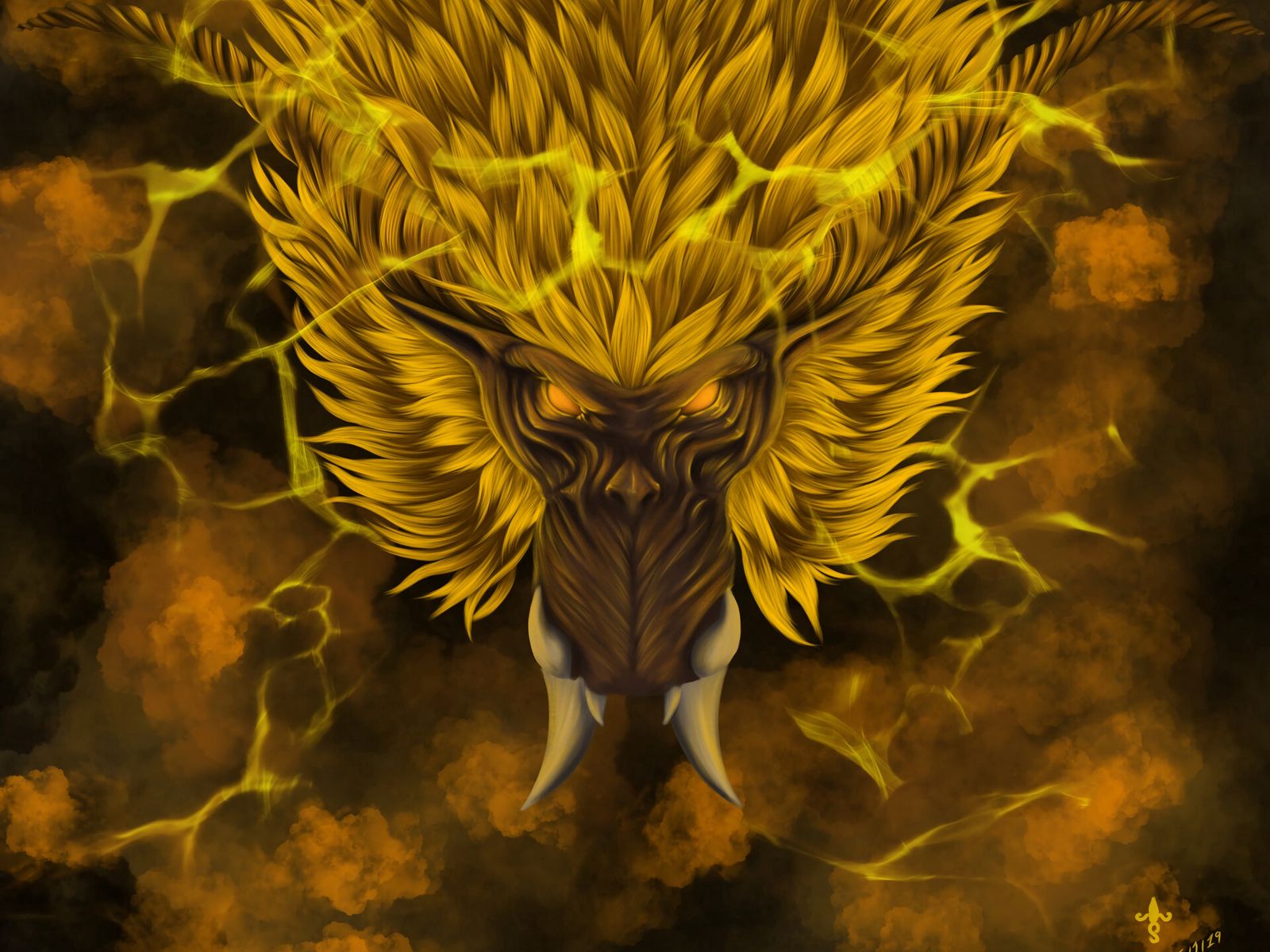 Download wallpaper 1600x1200 beast, art, fangs standard 4:3 hd background