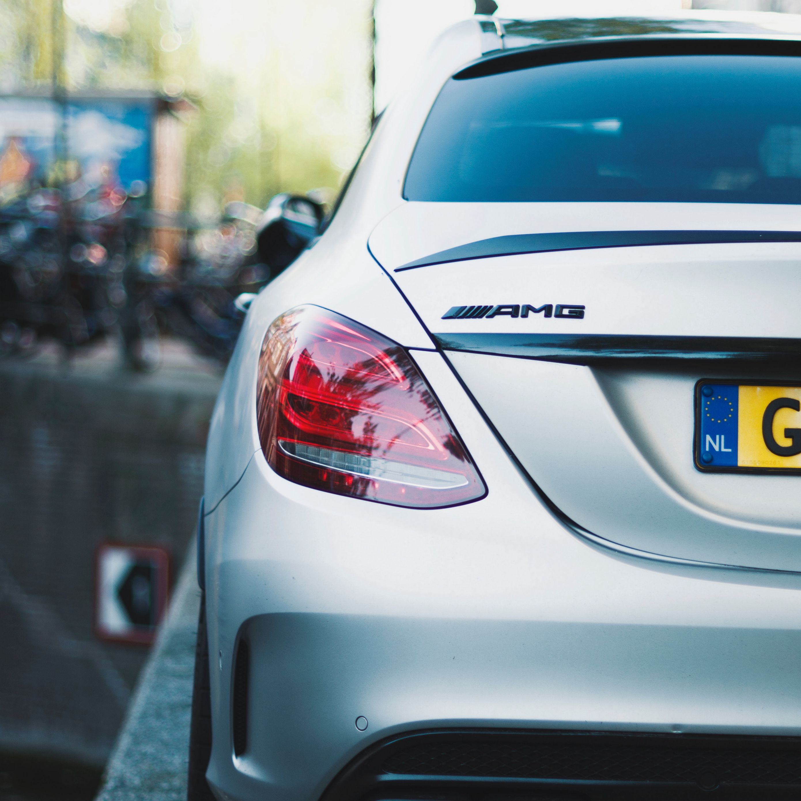 Download wallpaper 2780x2780 mercedes benz, amg, rear view, silver ...