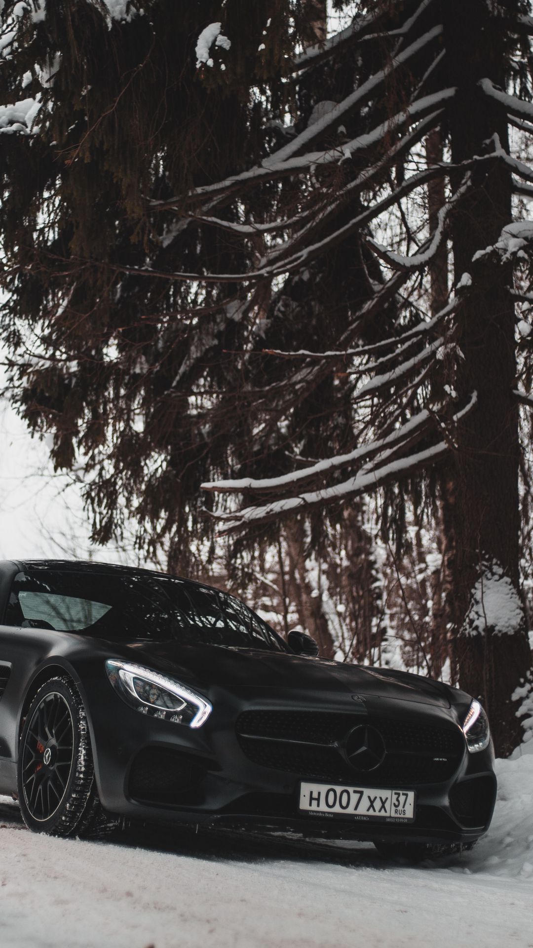 Download wallpaper 1080x1920 mercedes-benz, car, sportscar, black, snow ...