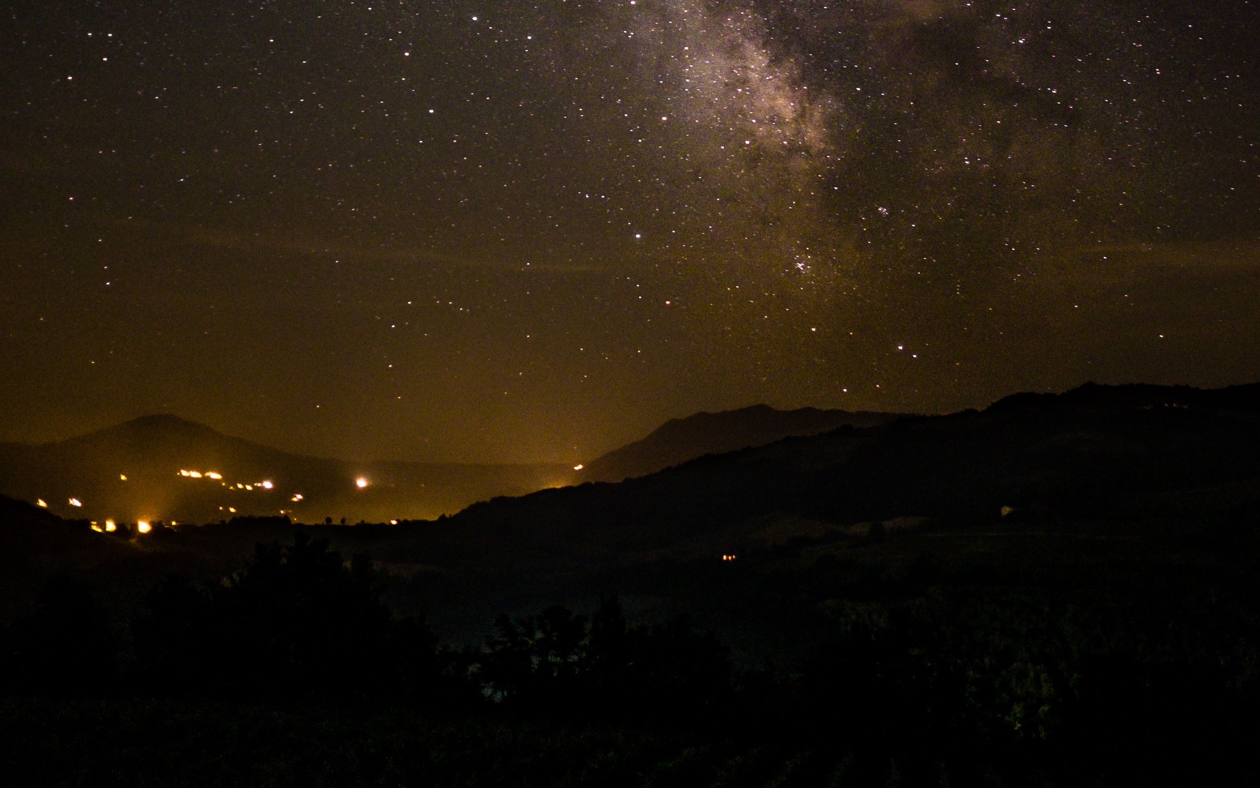 Download wallpaper 2560x1600 milky way, night, hills, lights, dark ...