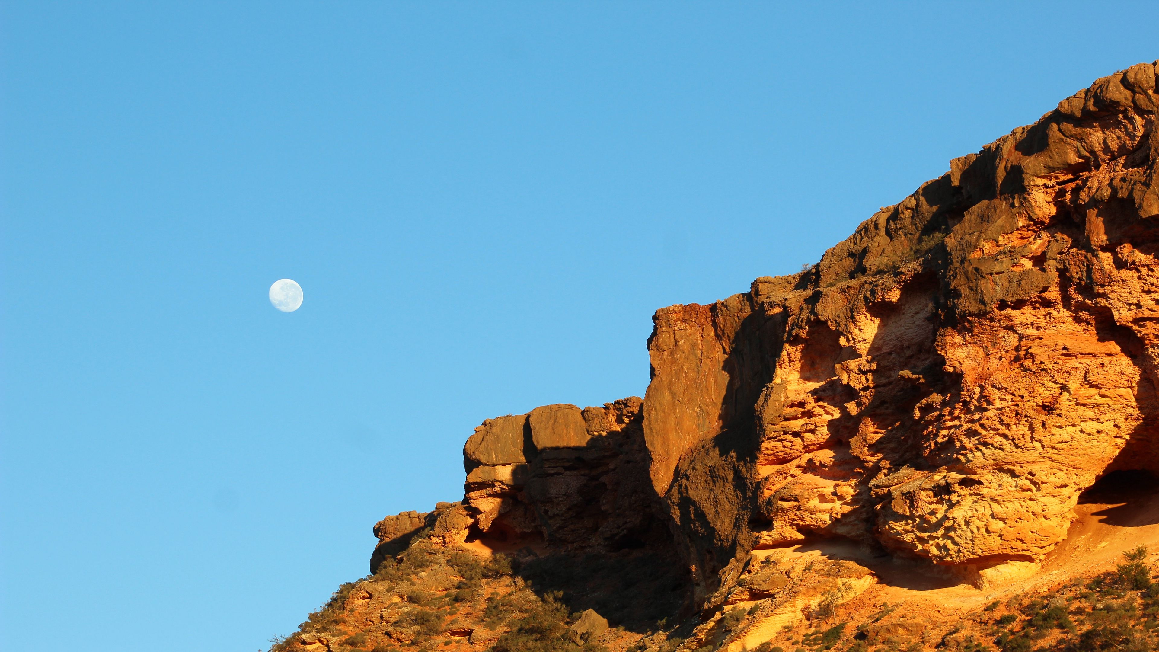 Download wallpaper 3840x2160 moon, rocks, sky, slope 4k uhd 16:9 hd ...