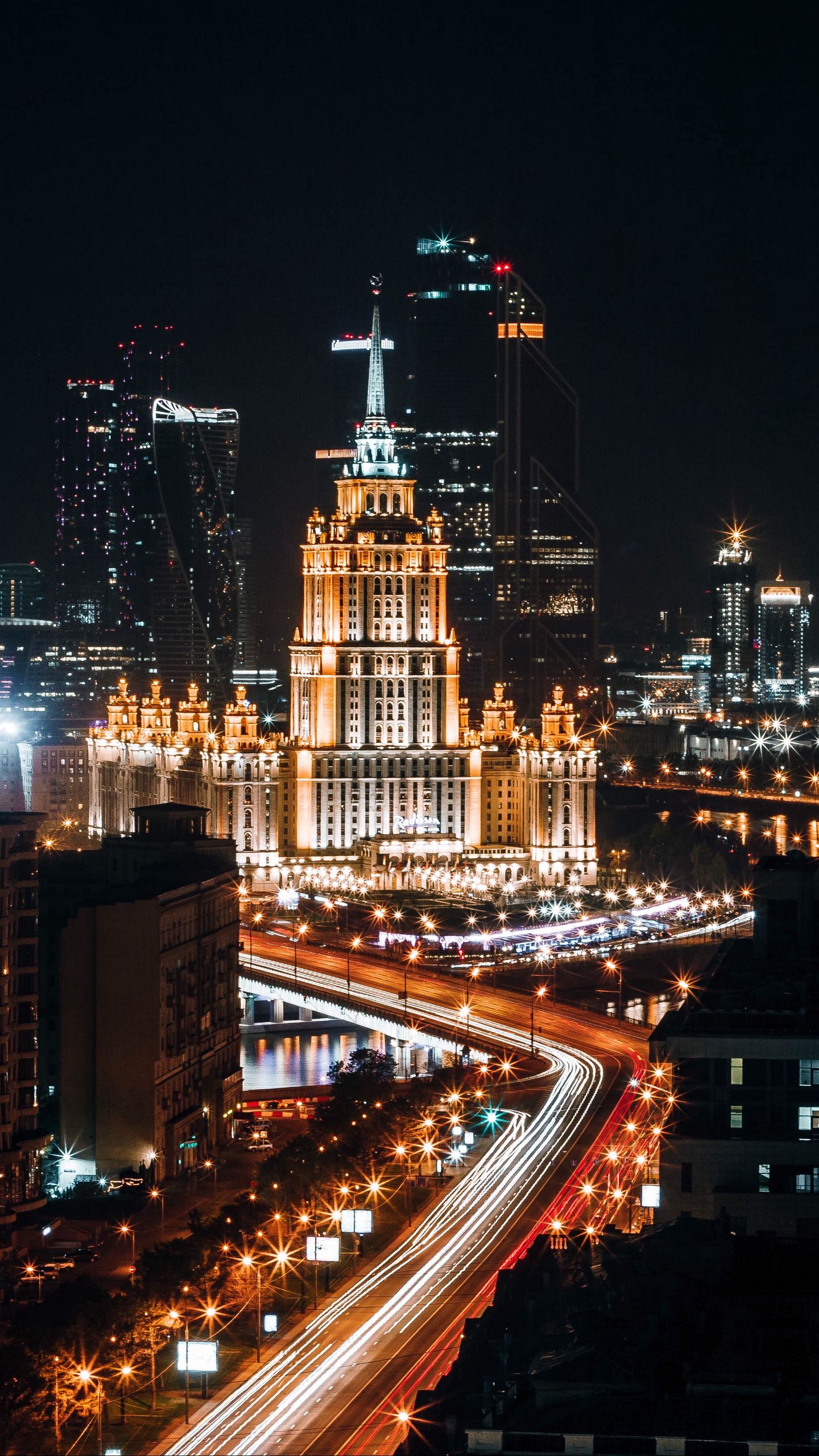 Download wallpaper 1440x2560 moscow, russia, night city, architecture ...