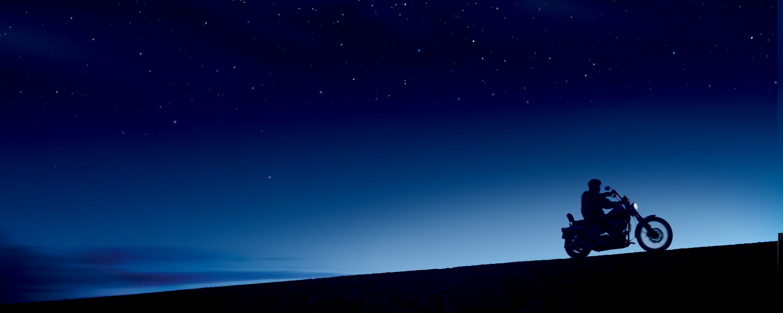 Download wallpaper 2560x1024 motorcycle, bike, biker, night, dark ...