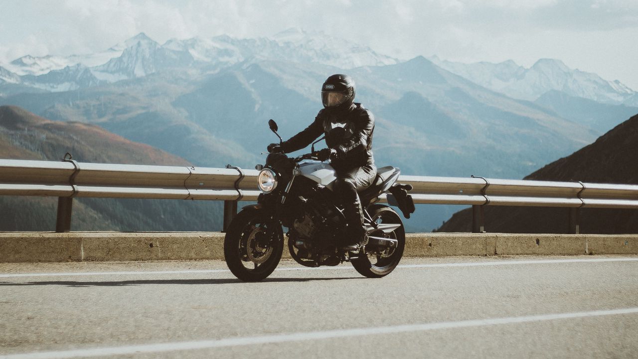 Wallpaper motorcycle, motorcyclist, road, mountains hd, picture, image