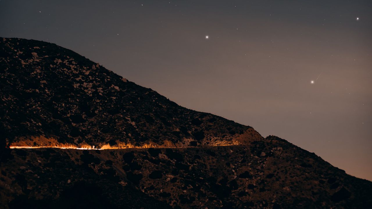 Wallpaper mountain, hill, night, starry sky hd, picture, image