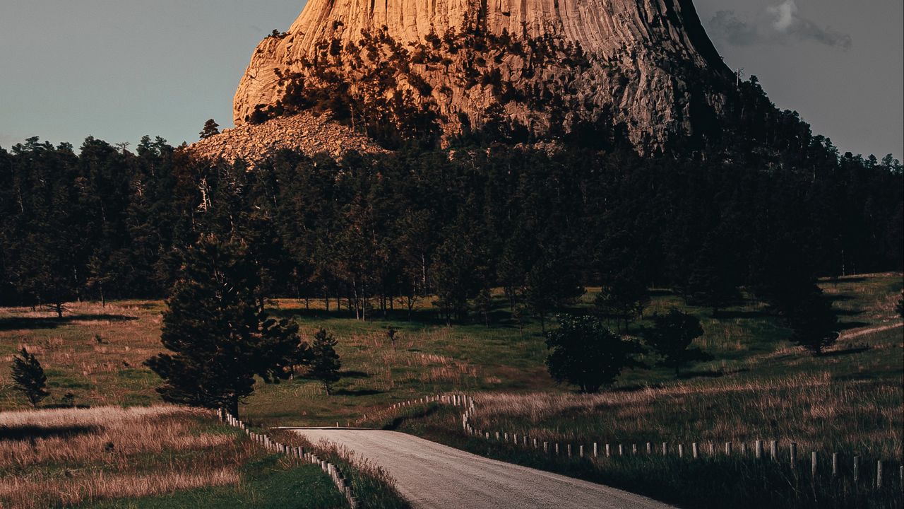 Wallpaper mountain, rock, road, trees, landscape hd, picture, image