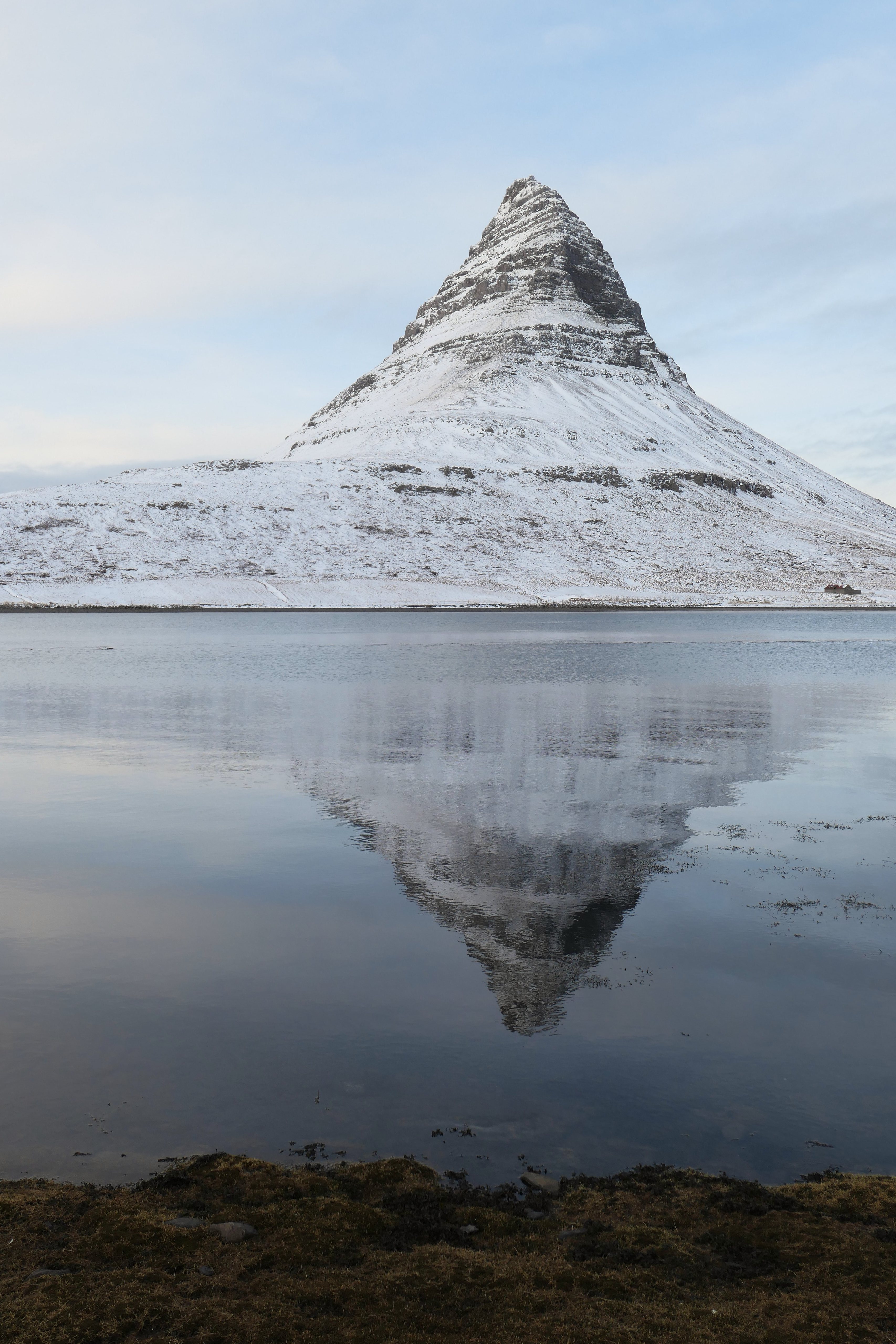 Download wallpaper 3413x5120 mountain, snow, lake, reflection ...