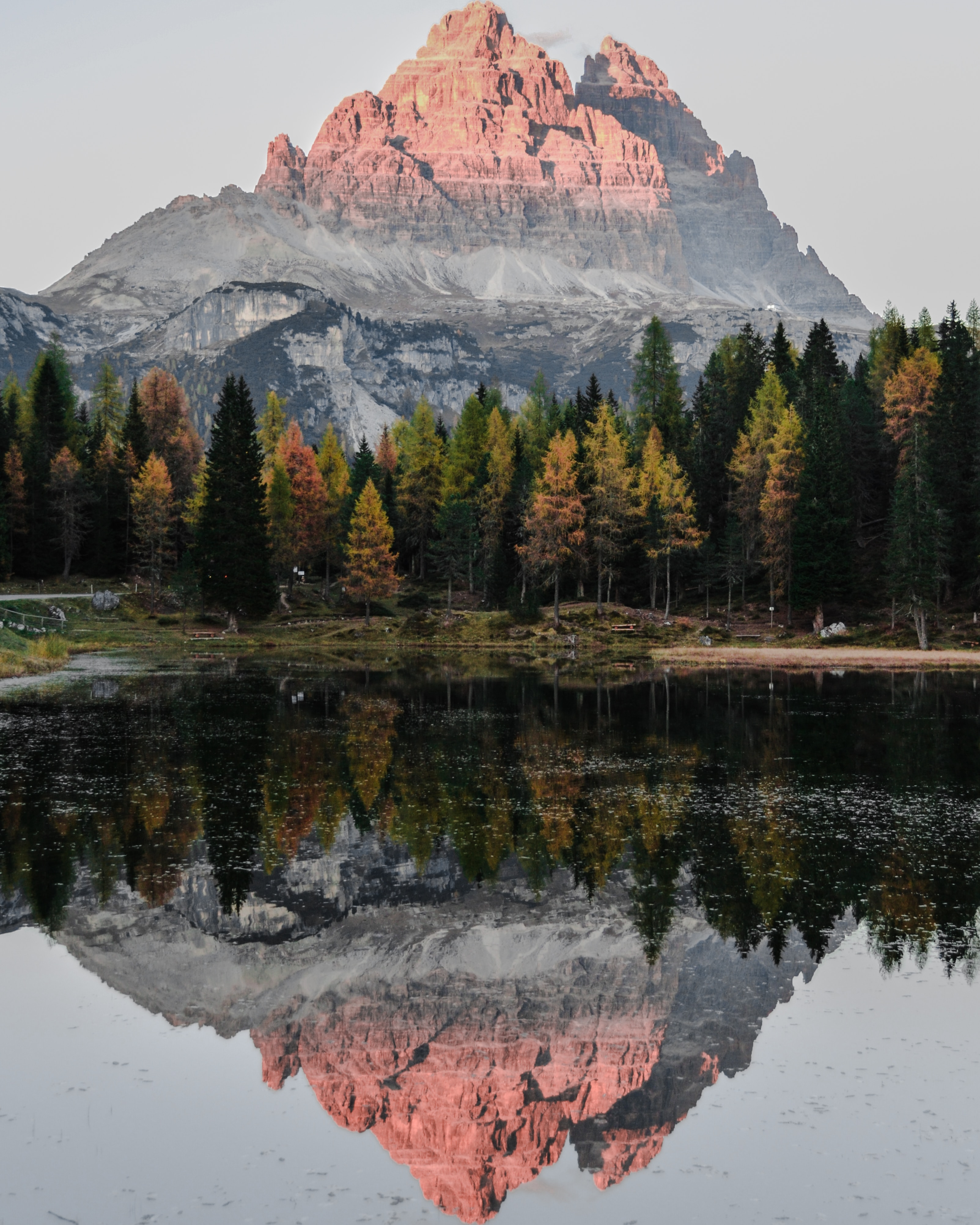Download wallpaper 3206x4007 mountain, trees, lake, reflection ...