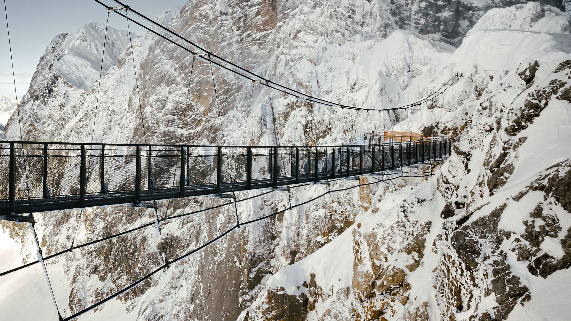 Download wallpaper 1920x1080 mountains, bridge, snow, winter full hd ...