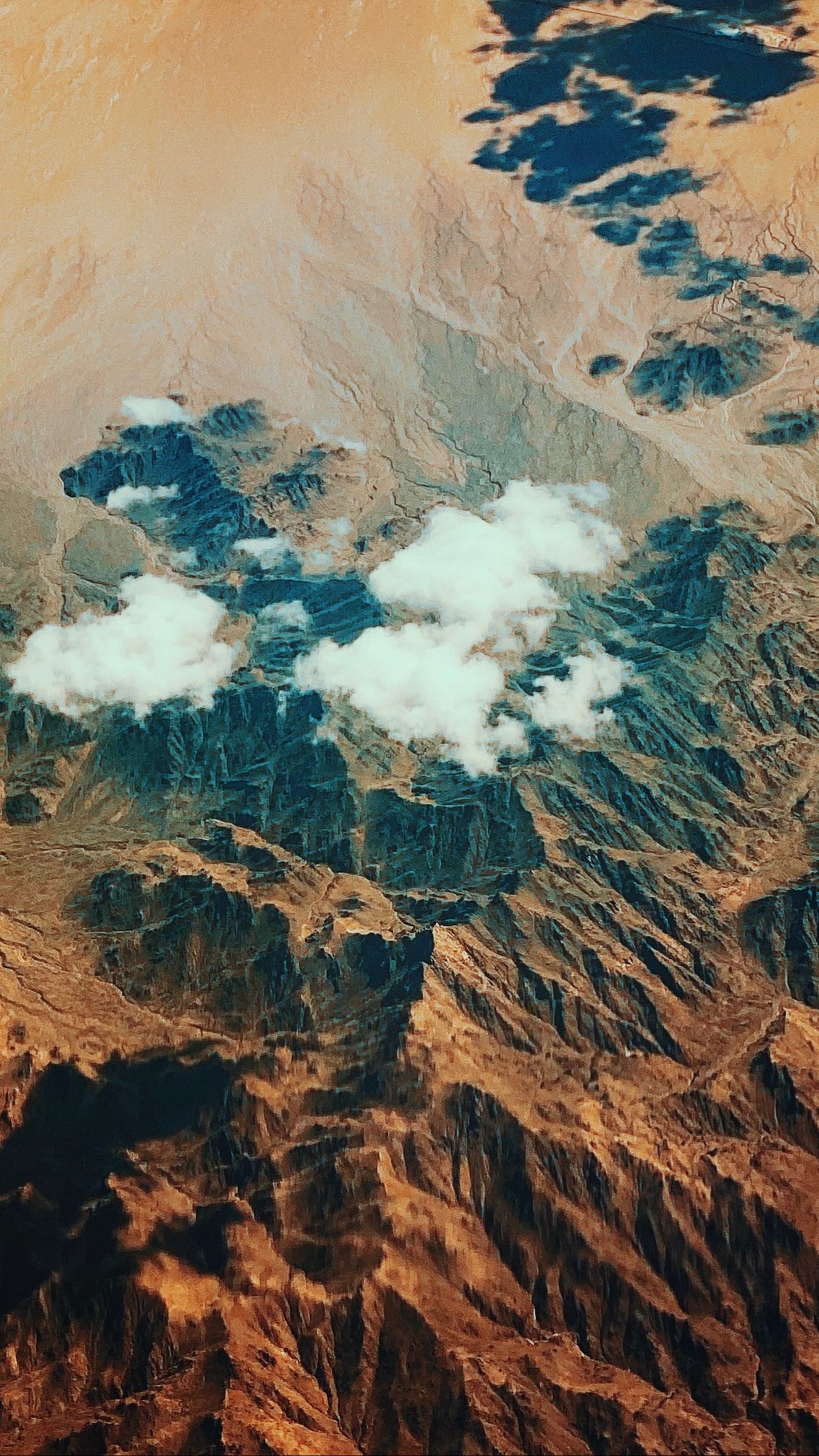 Download wallpaper 1350x2400 mountains, clouds, aerial view iphone 8+/7 ...