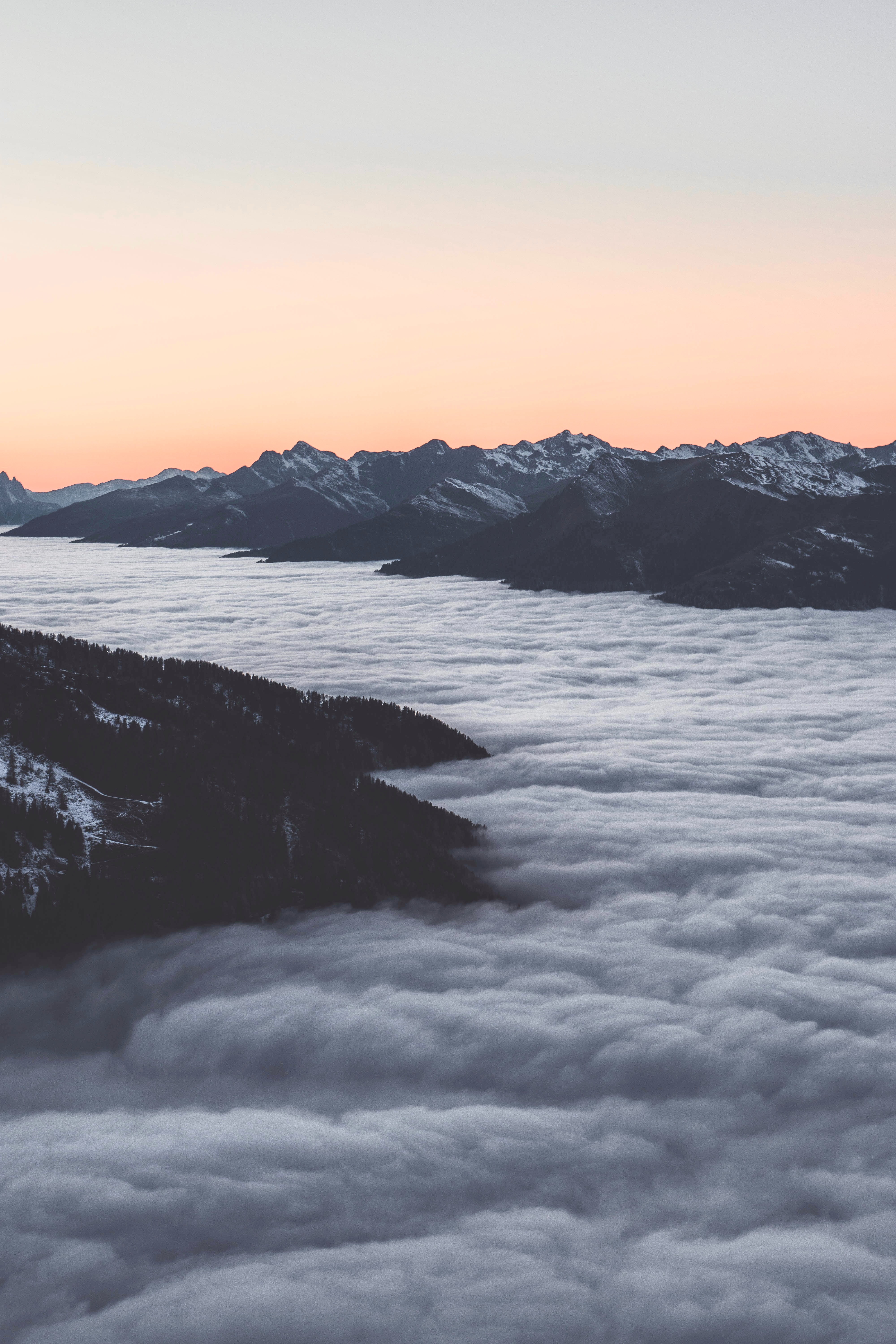 Download wallpaper 4000x6000 mountains, clouds, dusk, aerial view ...