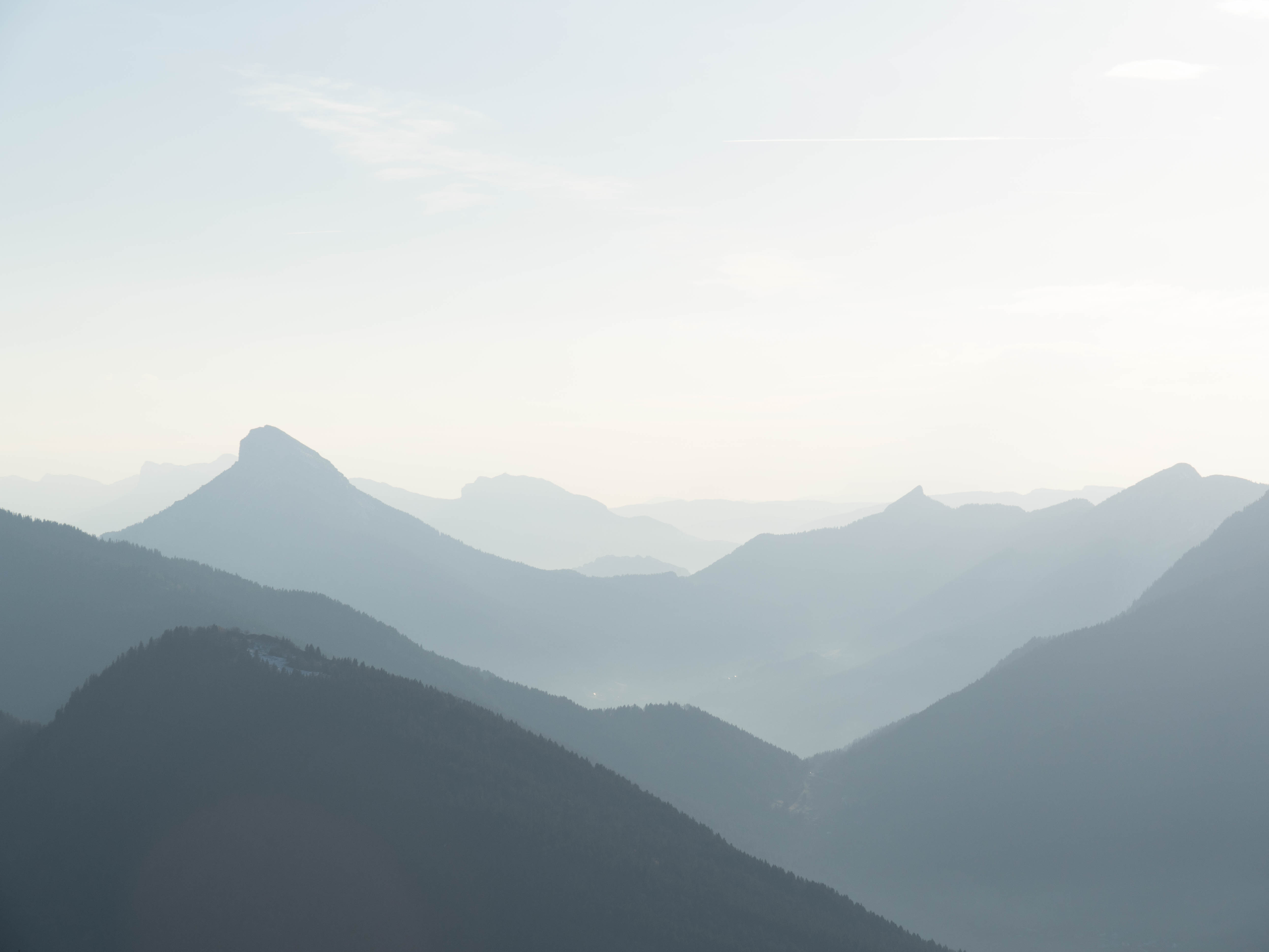 Download wallpaper 5157x3868 mountains, fog, haze, landscape, nature hd ...