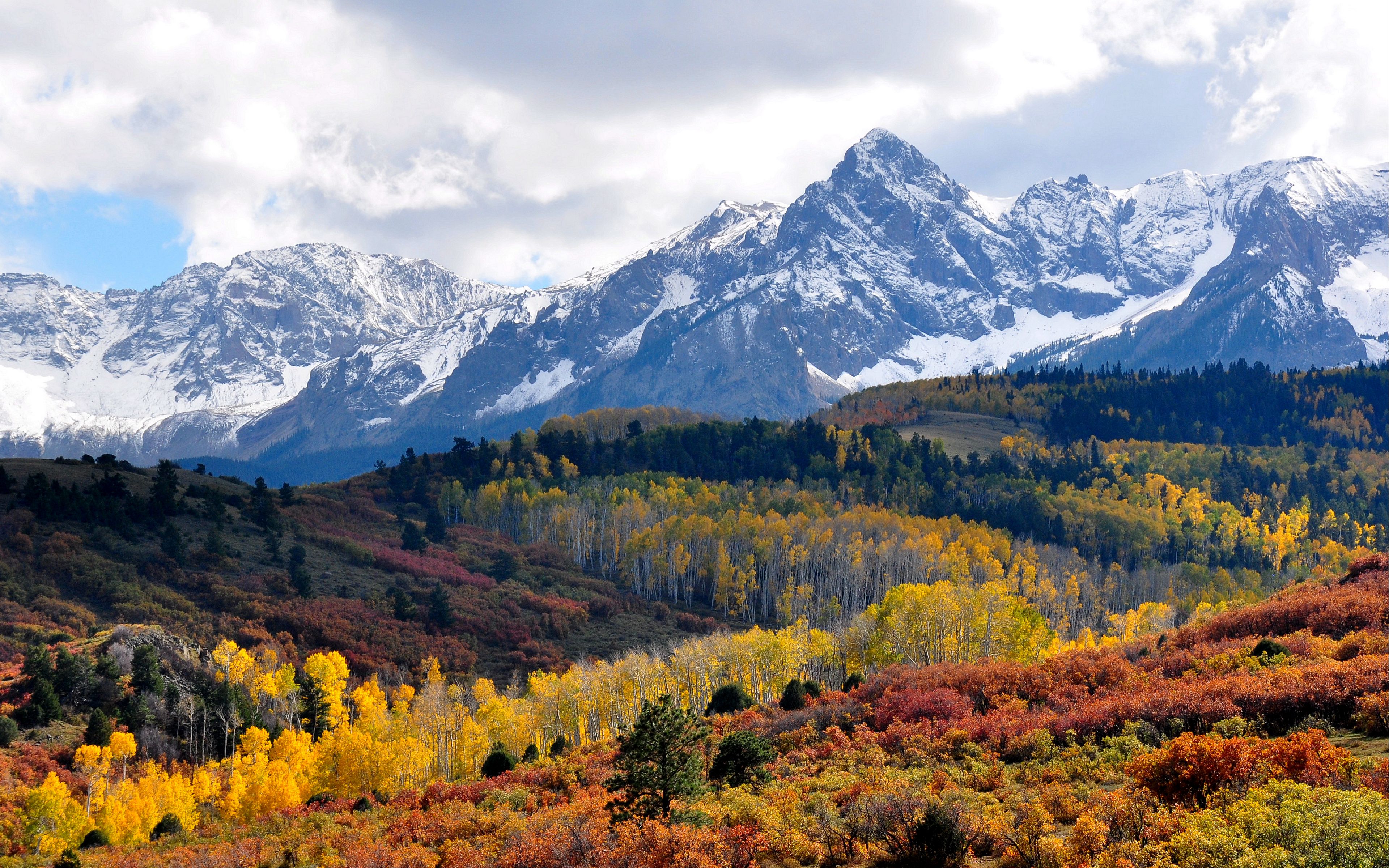 Download wallpaper 3840x2400 mountains, forest, trees, autumn, sky 4k ...