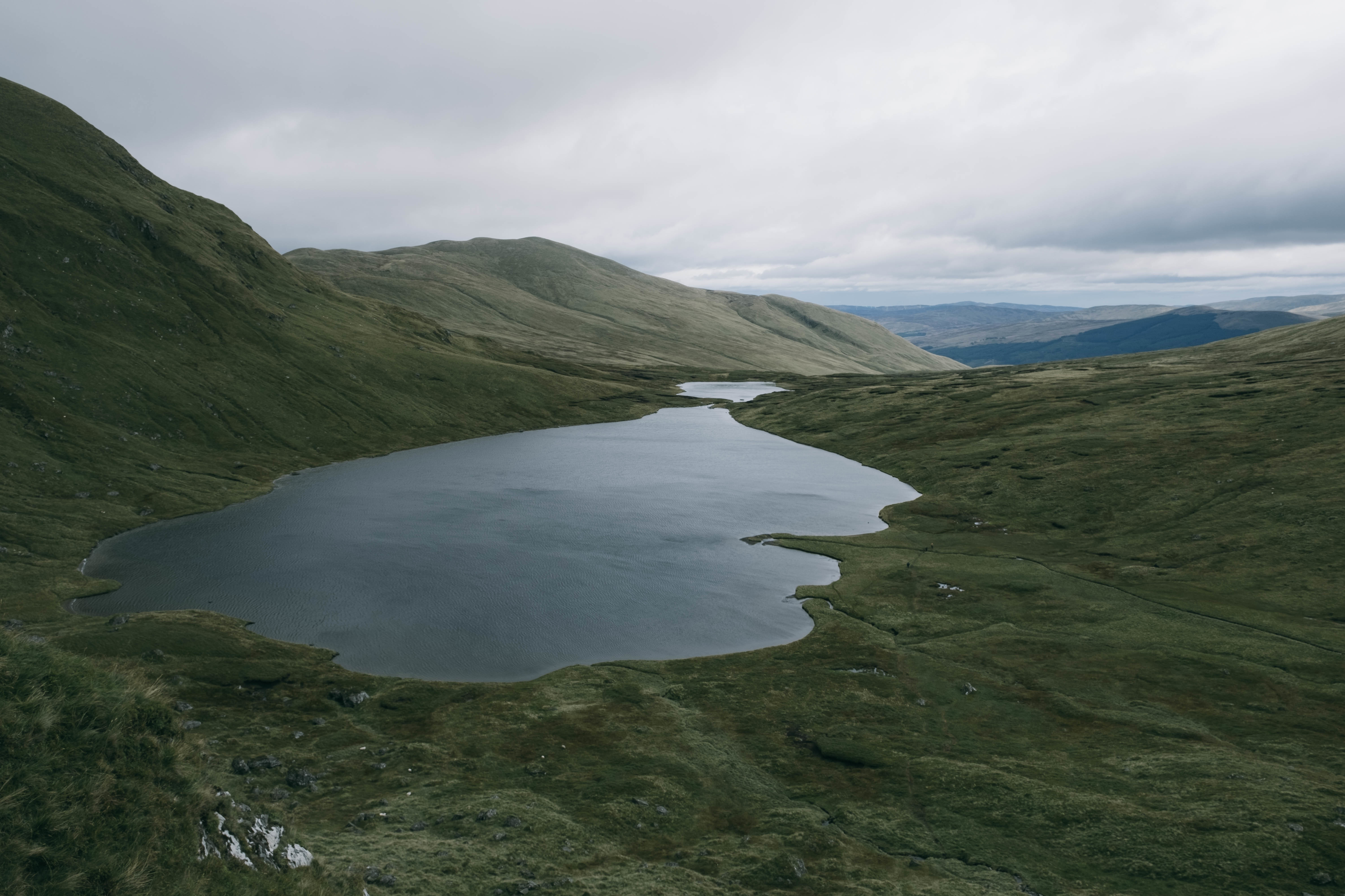 Download wallpaper 6000x4000 mountains, lake, grass, landscape, nature ...