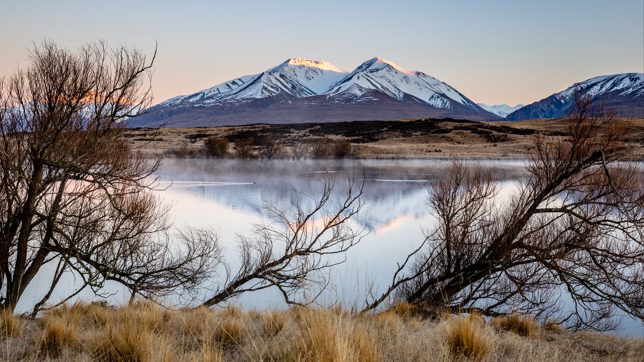 Wallpaper mountains, river, lake, branch hd, picture, image