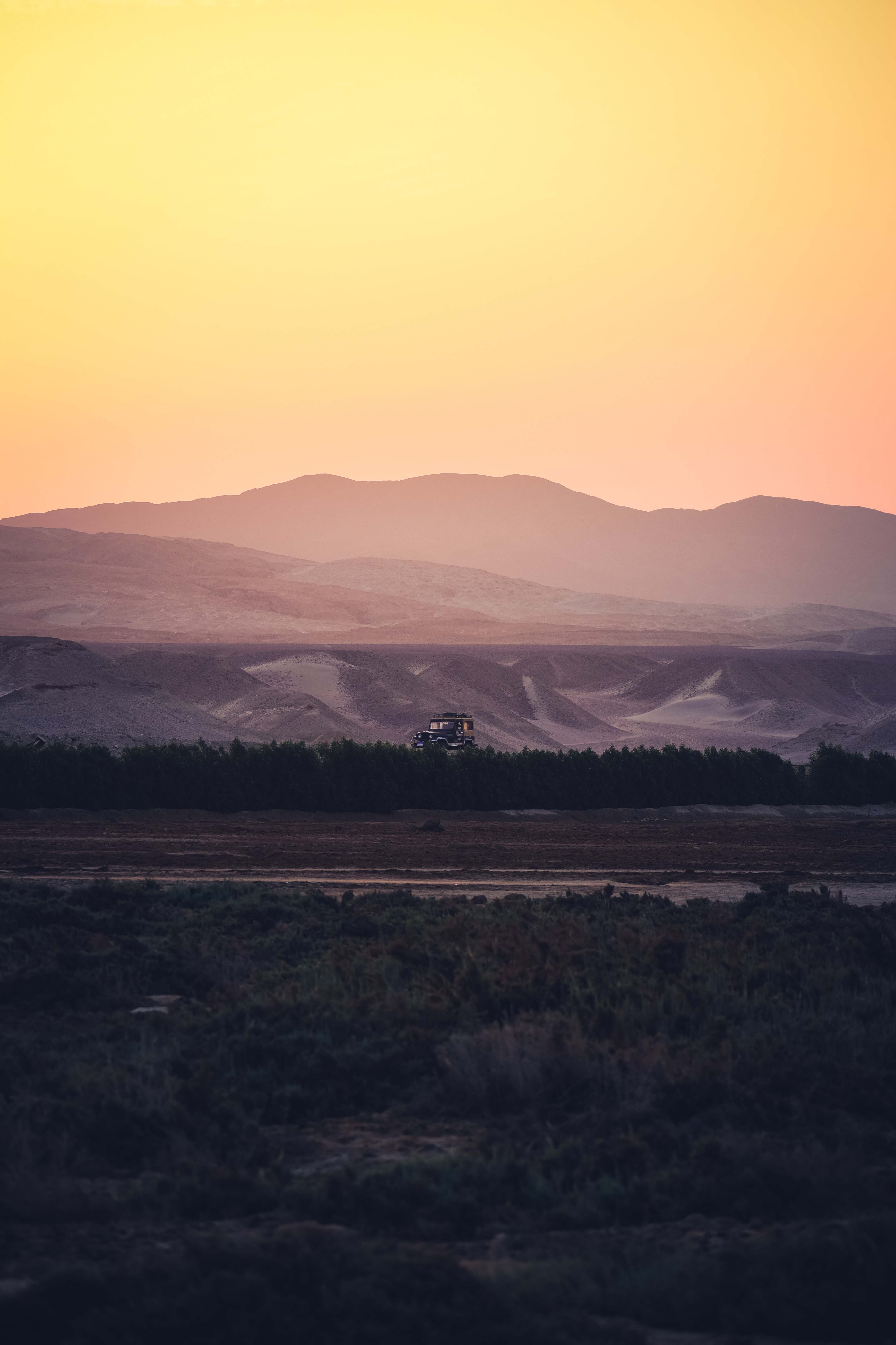 Download wallpaper 4000x6000 mountains, road, car, dusk, landscape hd ...