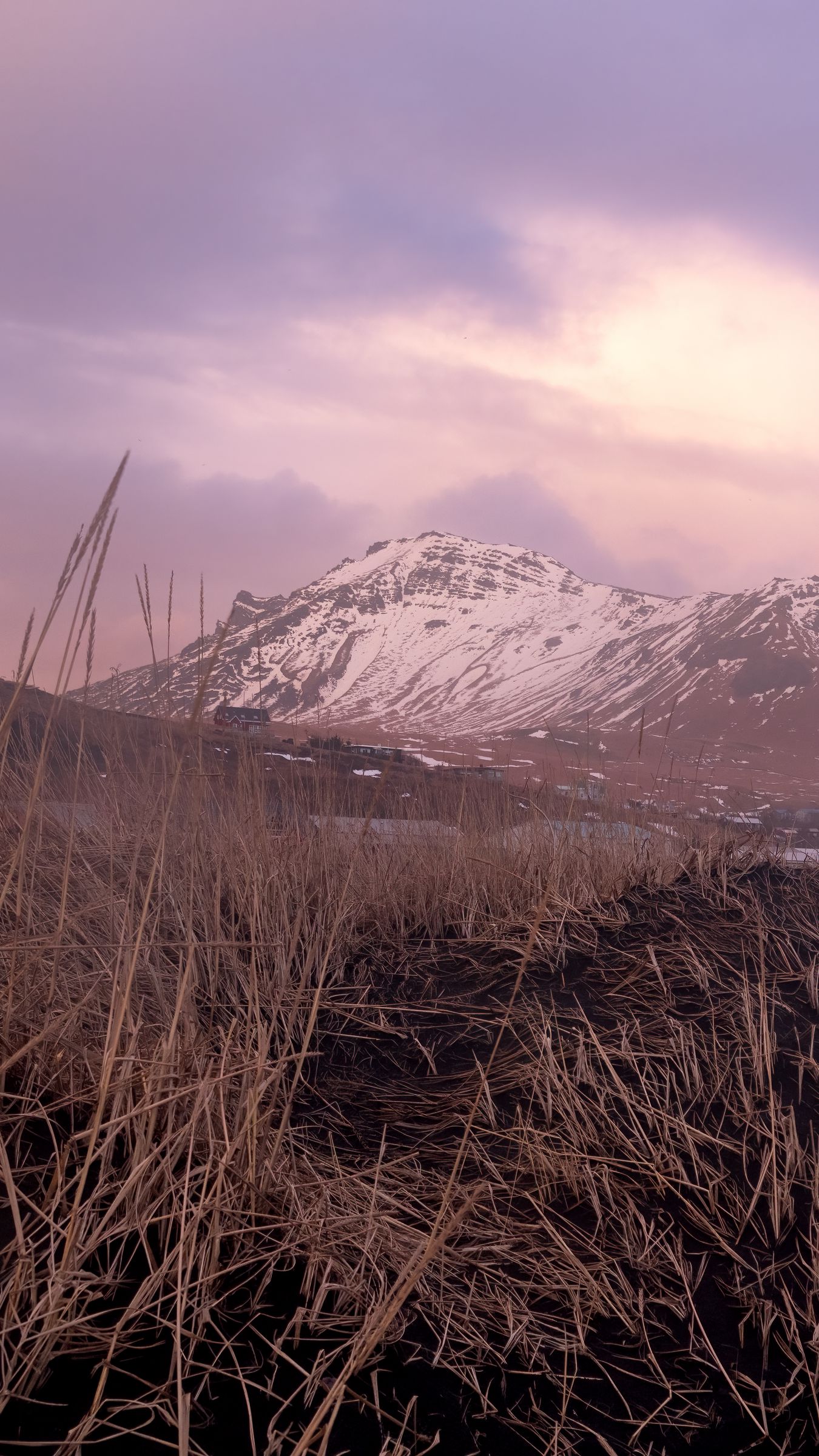 Download wallpaper 1350x2400 mountains, snow, field, grass, landscape ...