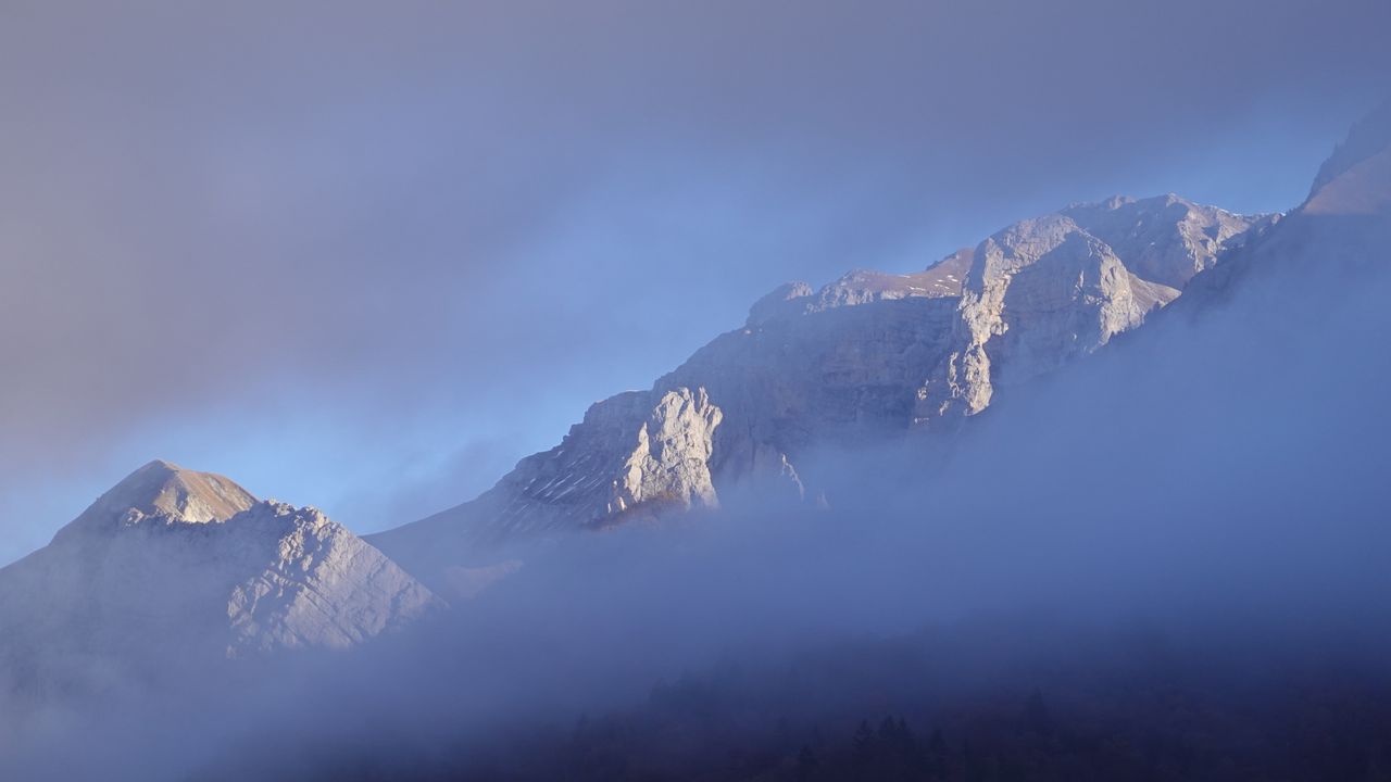 Wallpaper mountains, snow, fog, clouds, nature hd, picture, image