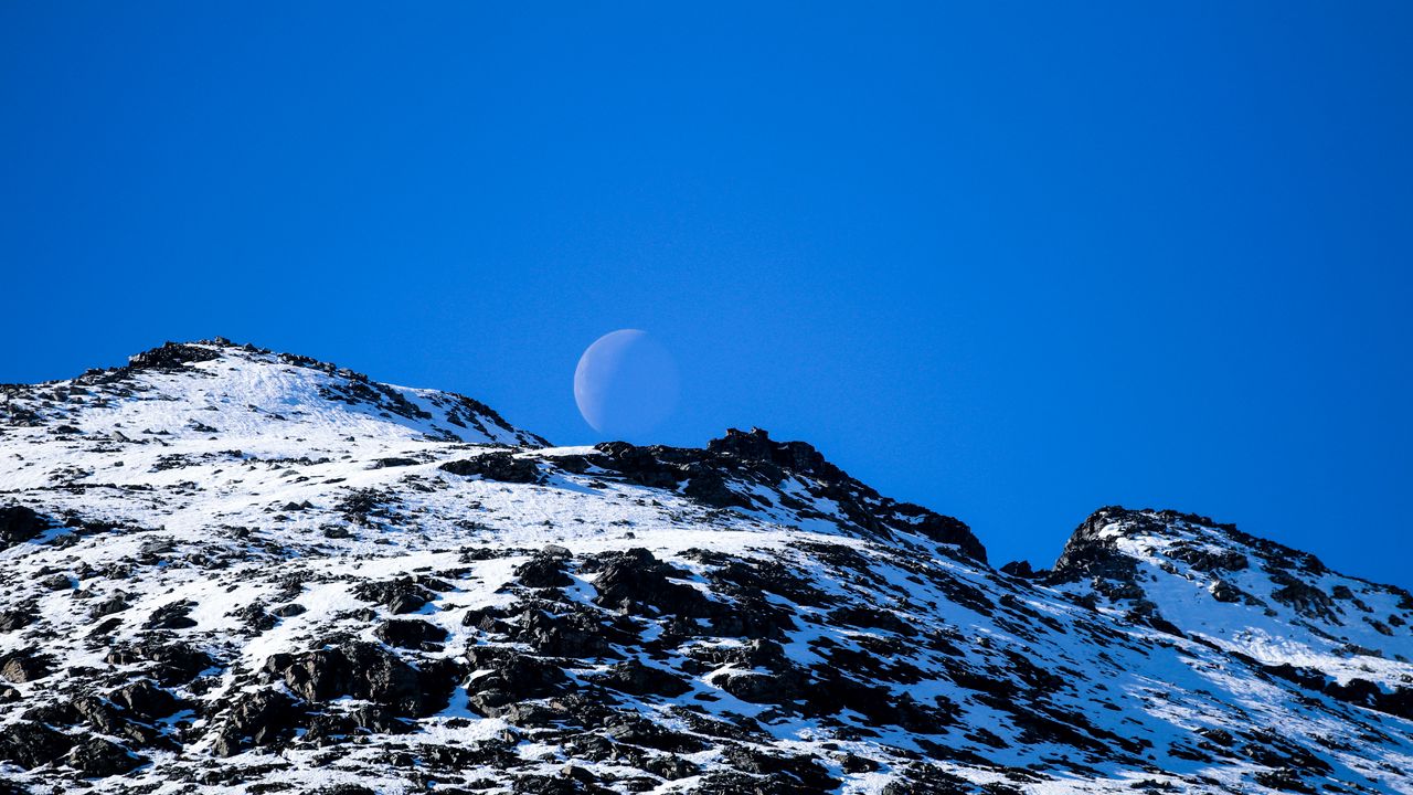 Wallpaper mountains, snow, moon, nature, landscape hd, picture, image