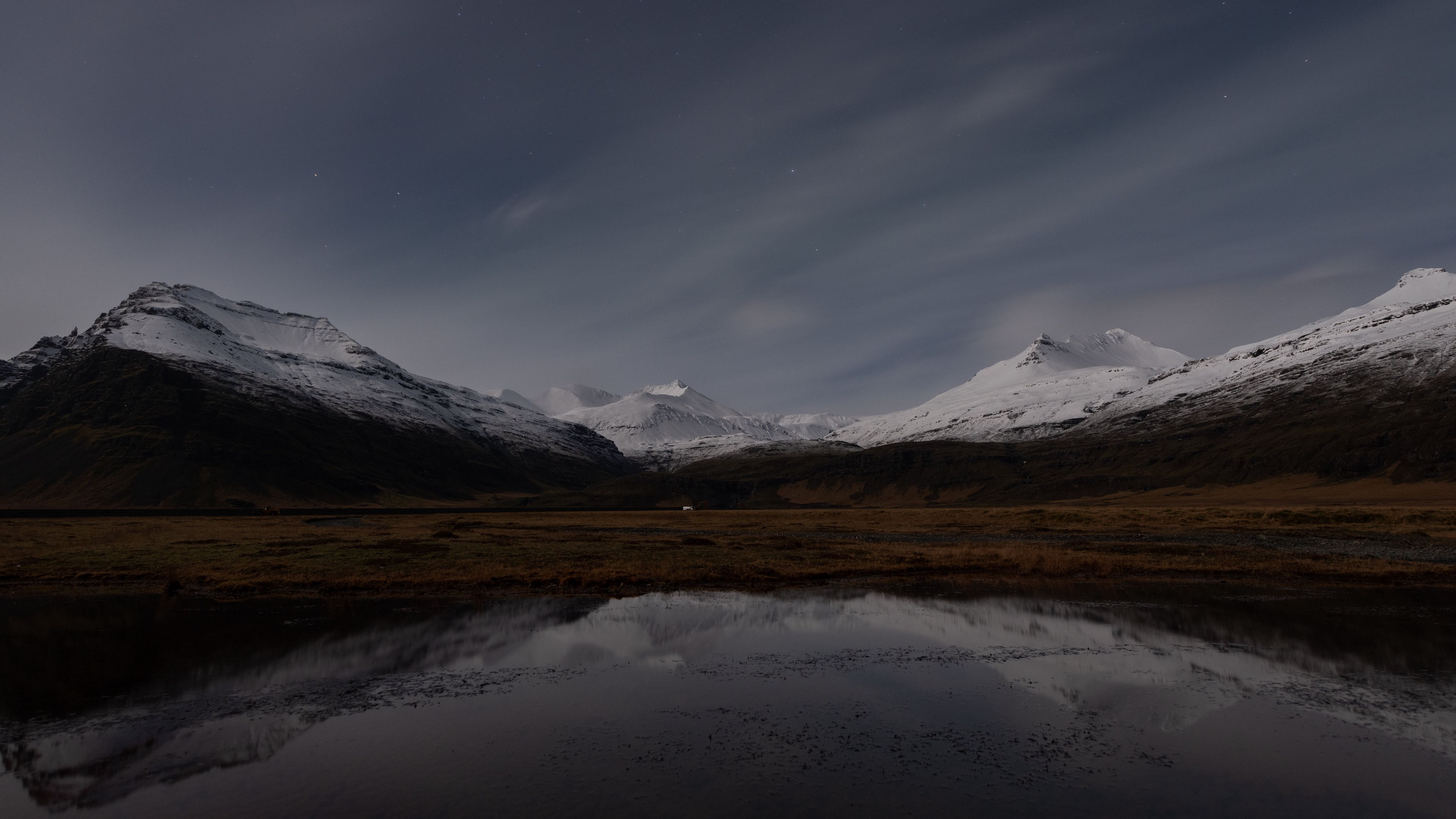 Download wallpaper 3840x2160 mountains, snow, valley, twilight, nature ...