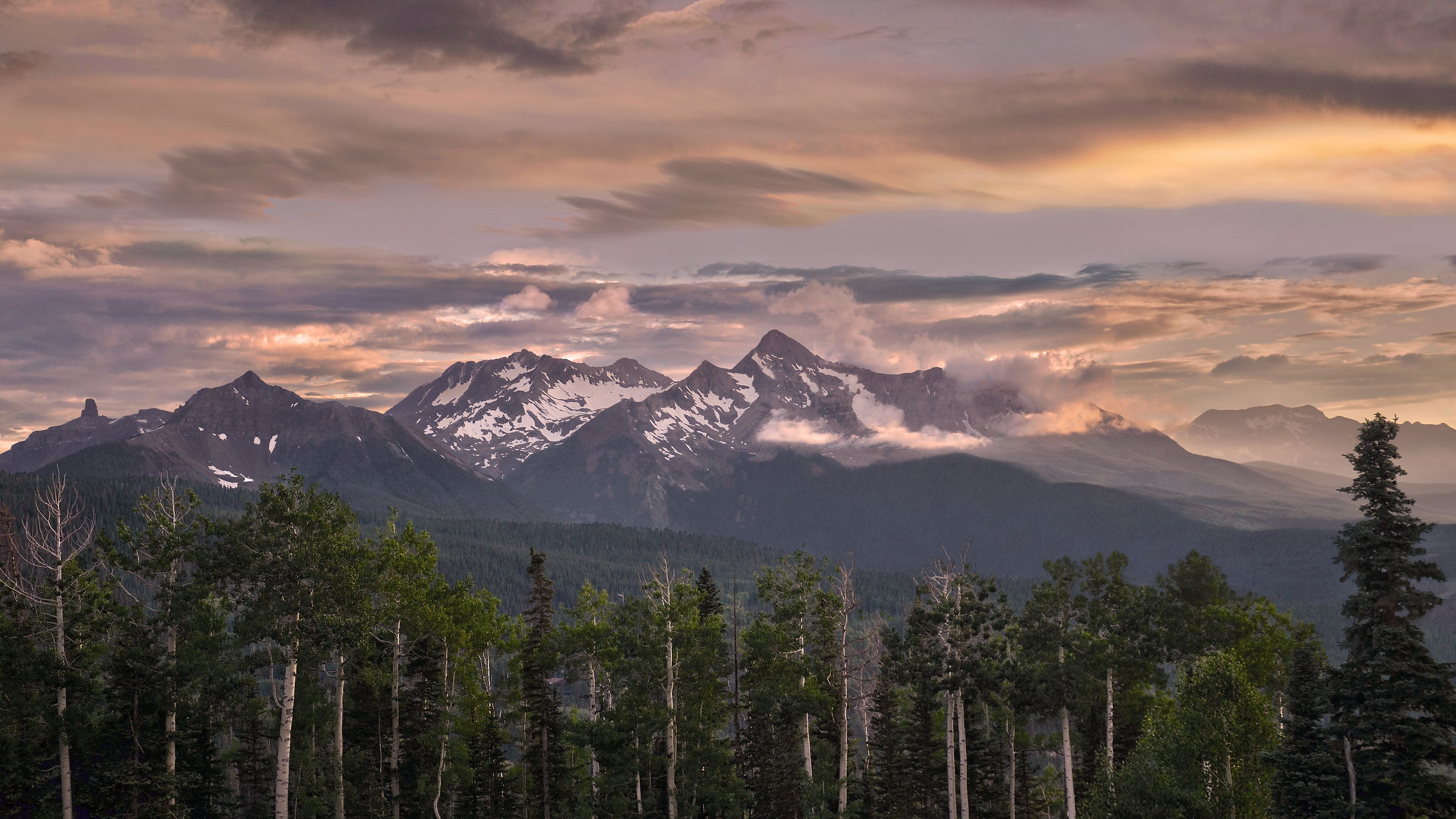 Download wallpaper 3840x2160 mountains, trees, forest, clouds, nature ...