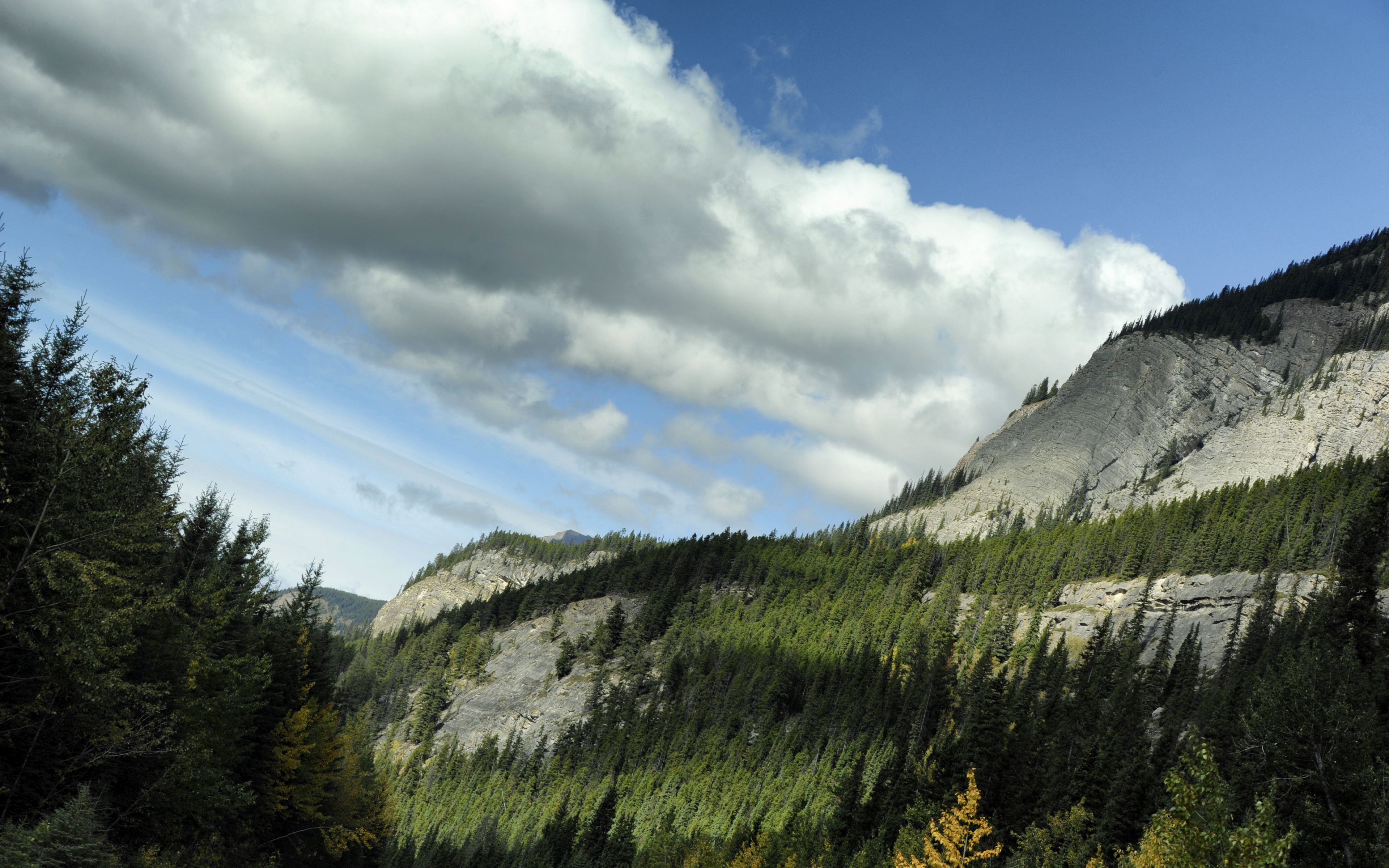 Download wallpaper 3840x2400 mountains, trees, relief, clouds, nature ...