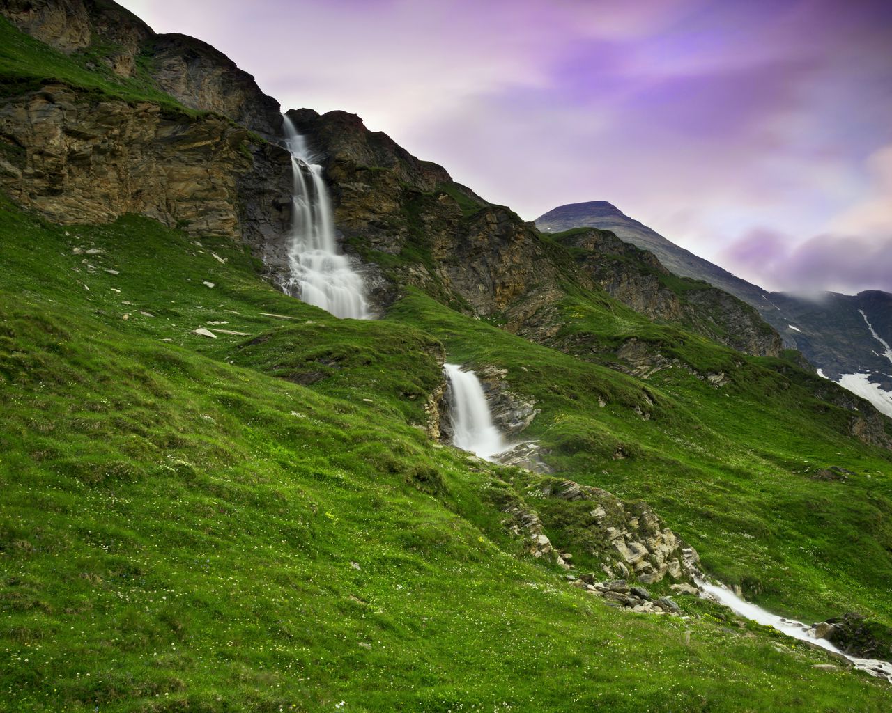 Download wallpaper 1280x1024 mountains, waterfall, slope, landscape ...