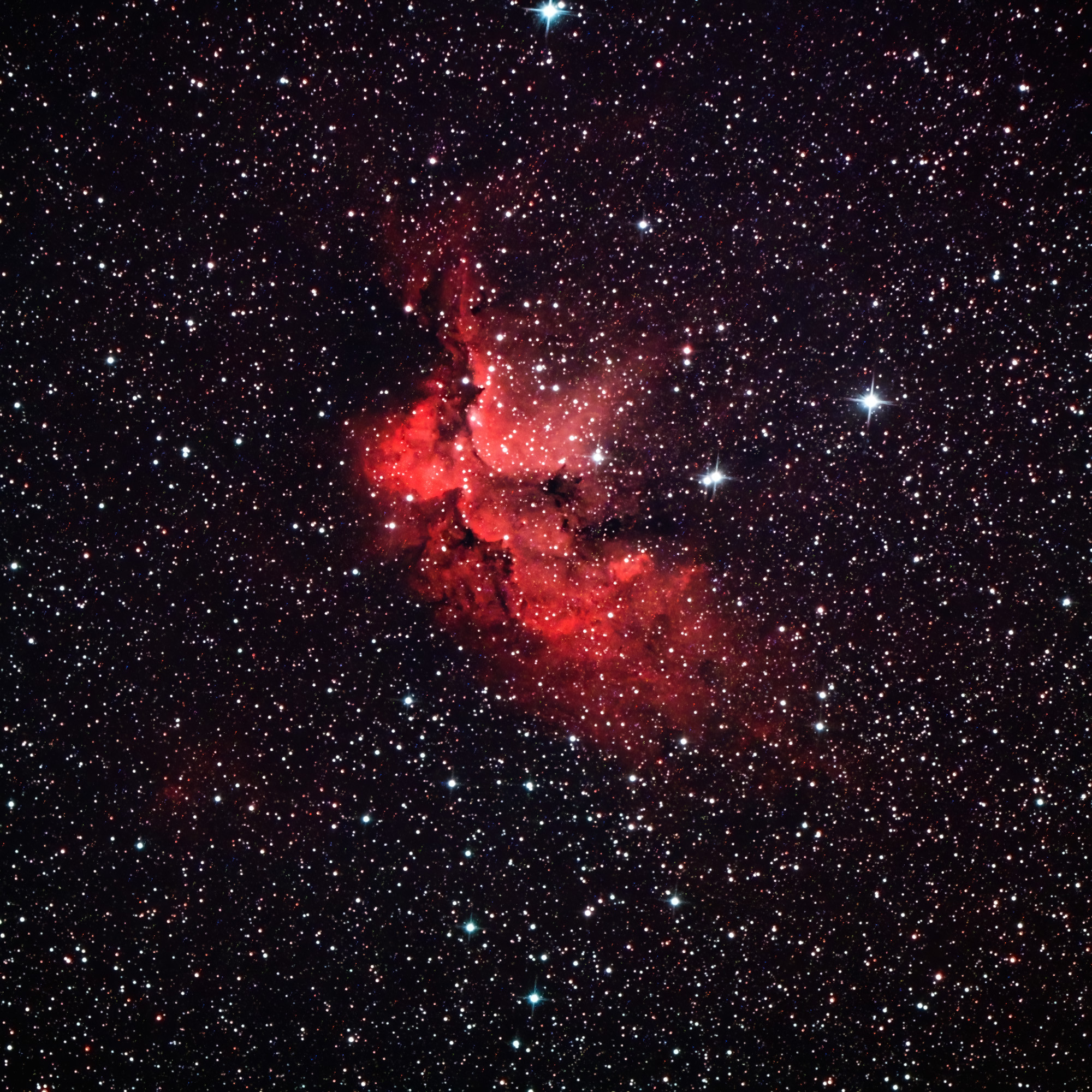 Download wallpaper 2000x2000 nebula, stars, galaxy, red hd background