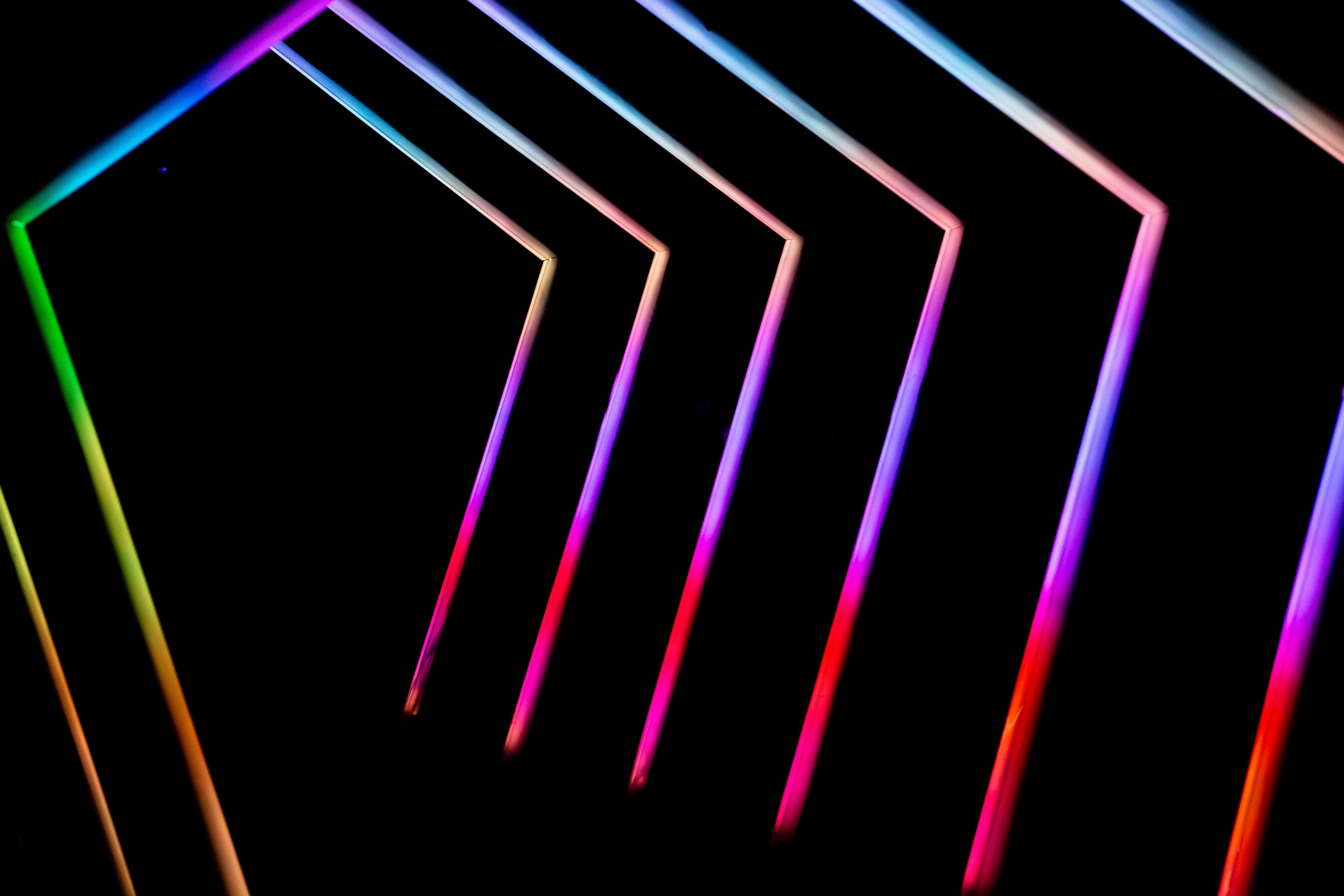 Download wallpaper 5472x3648 neon, backlight, gradient, dark hd background