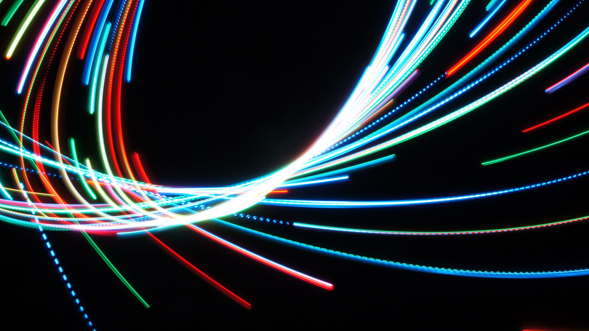 Download wallpaper 2048x1152 neon, lines, light, multicolored, art ...