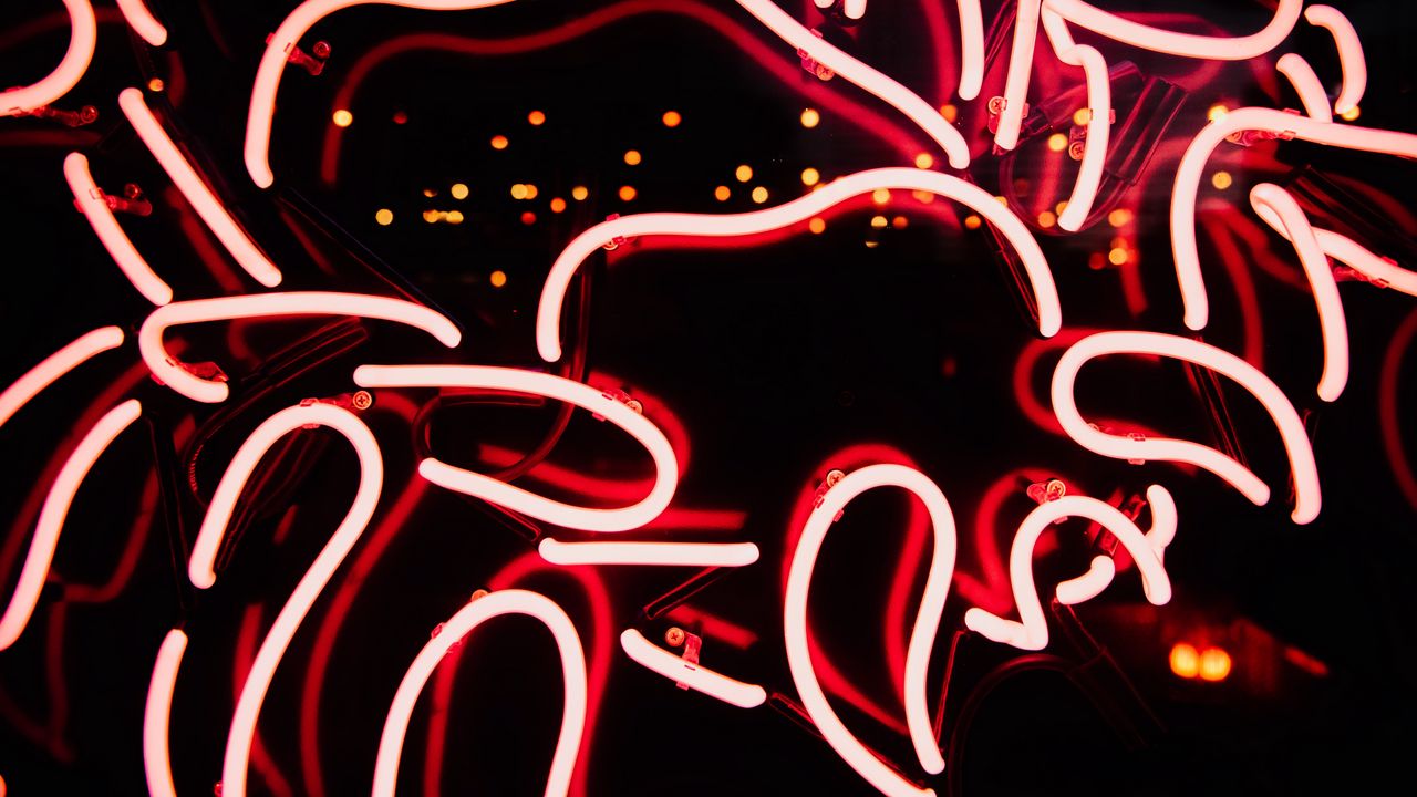 Wallpaper neon, stripes, glow, backlight, red hd, picture, image