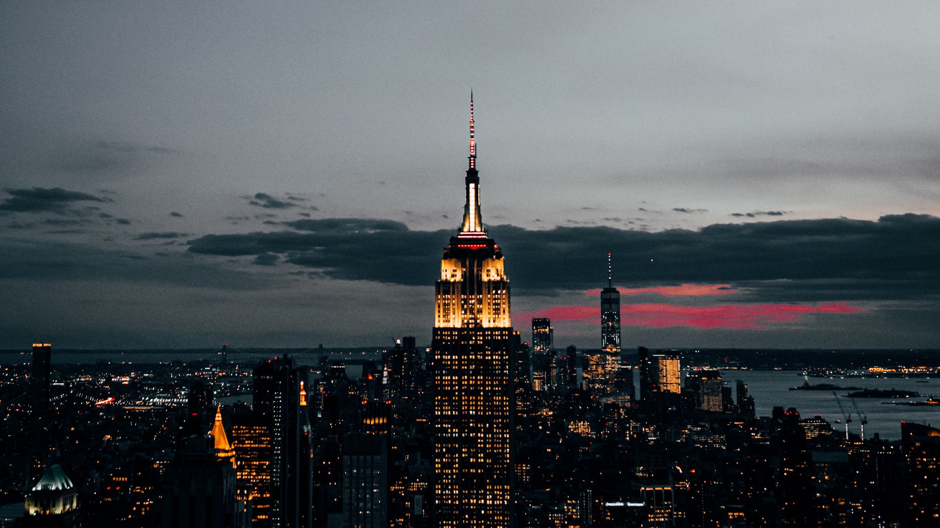 Download wallpaper 1920x1080 night city, buildings, skyscrapers, lights ...