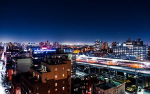 Wallpaper night city, view from above, night hd, picture, image