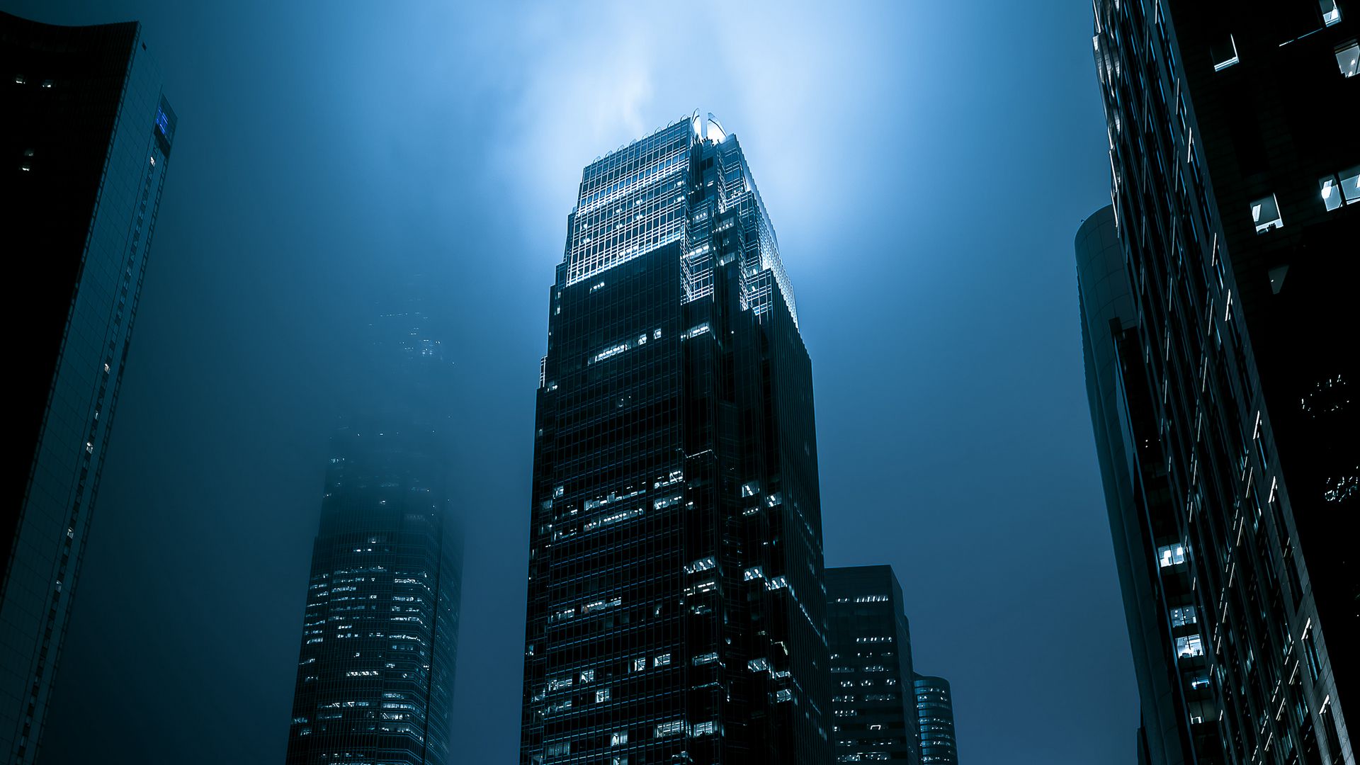 Download wallpaper 1920x1080 night city, skyscraper, long exposure full ...