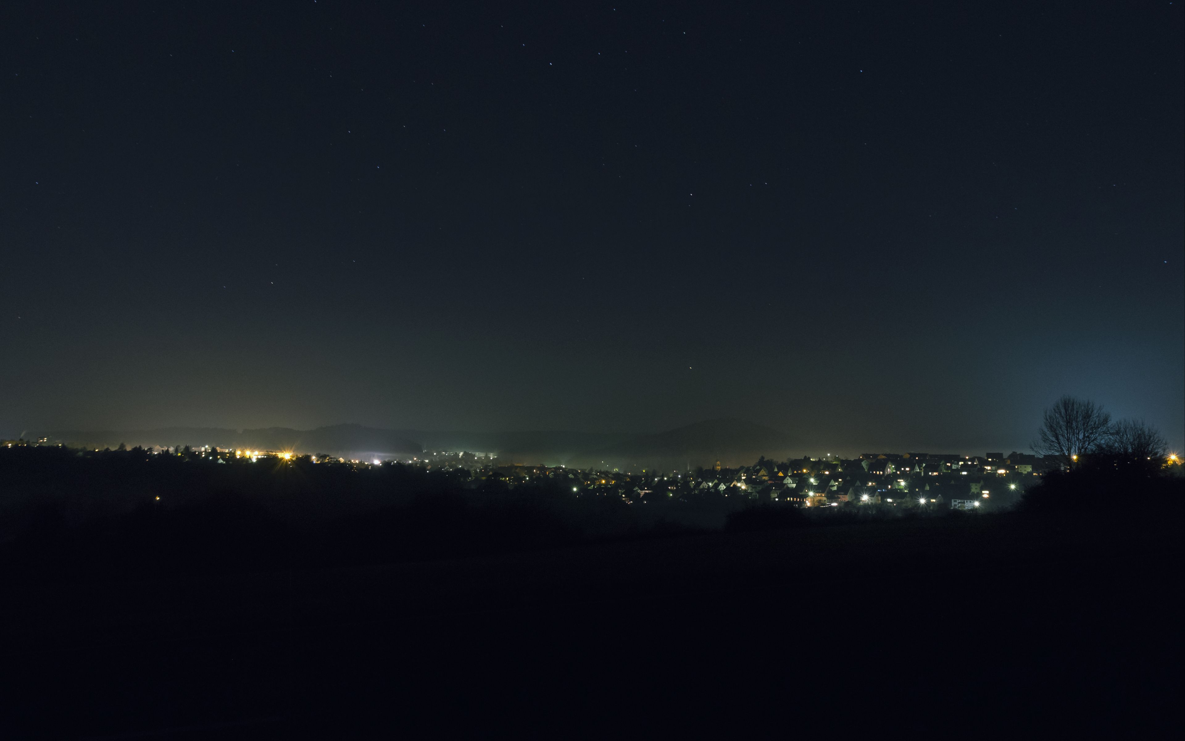 Download wallpaper 3840x2400 night city, starry sky, night, aerial view ...