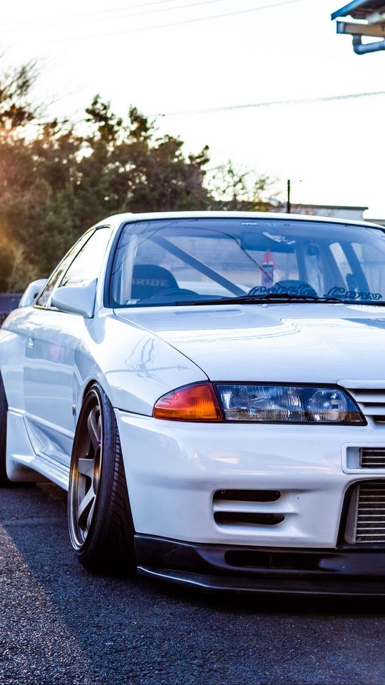 Download wallpaper 540x960 nissan, gtr, r32, skyline, white, front view ...