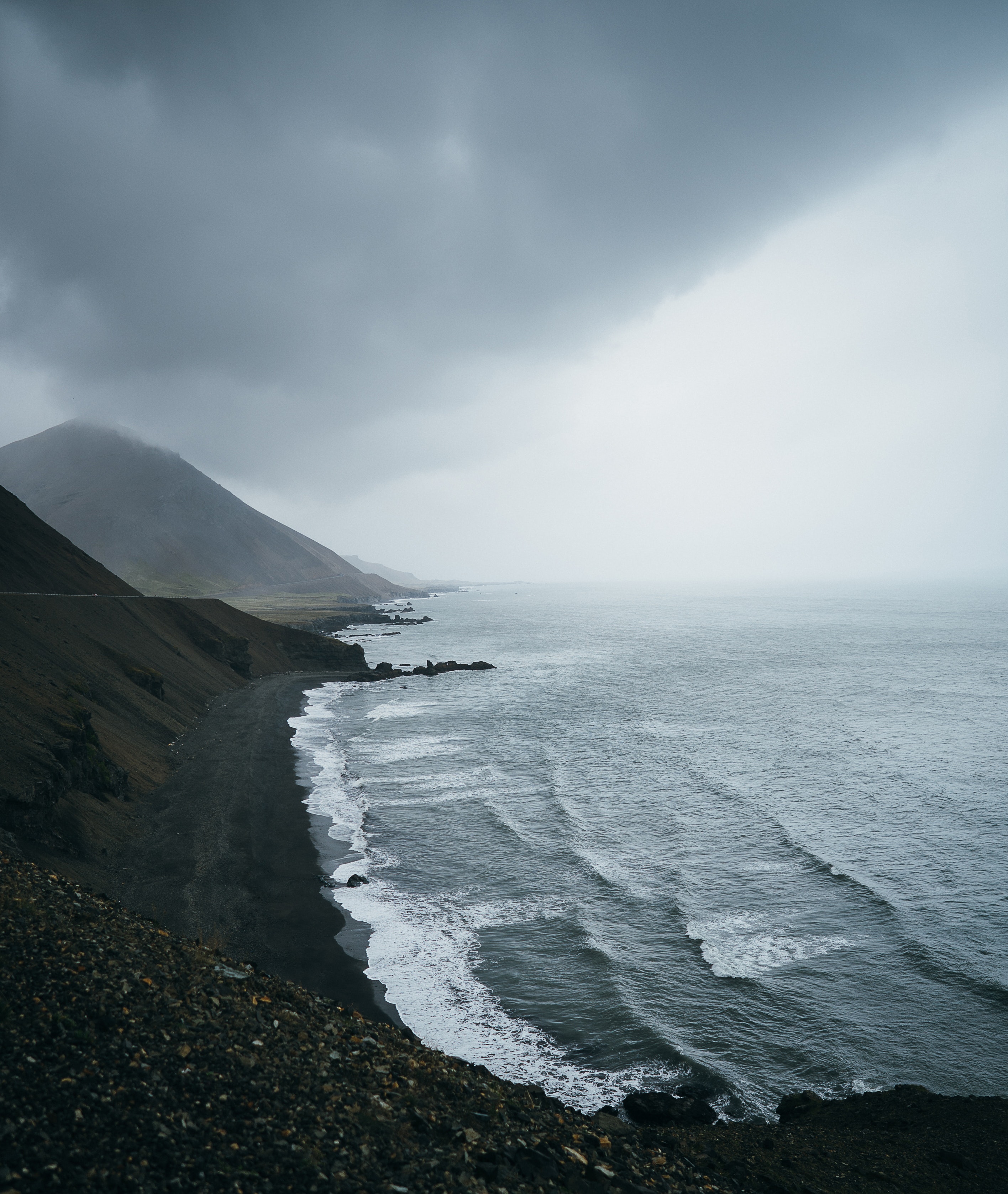 Download wallpaper 2832x3355 ocean, fog, sea, rocks, stones, pebbles hd ...