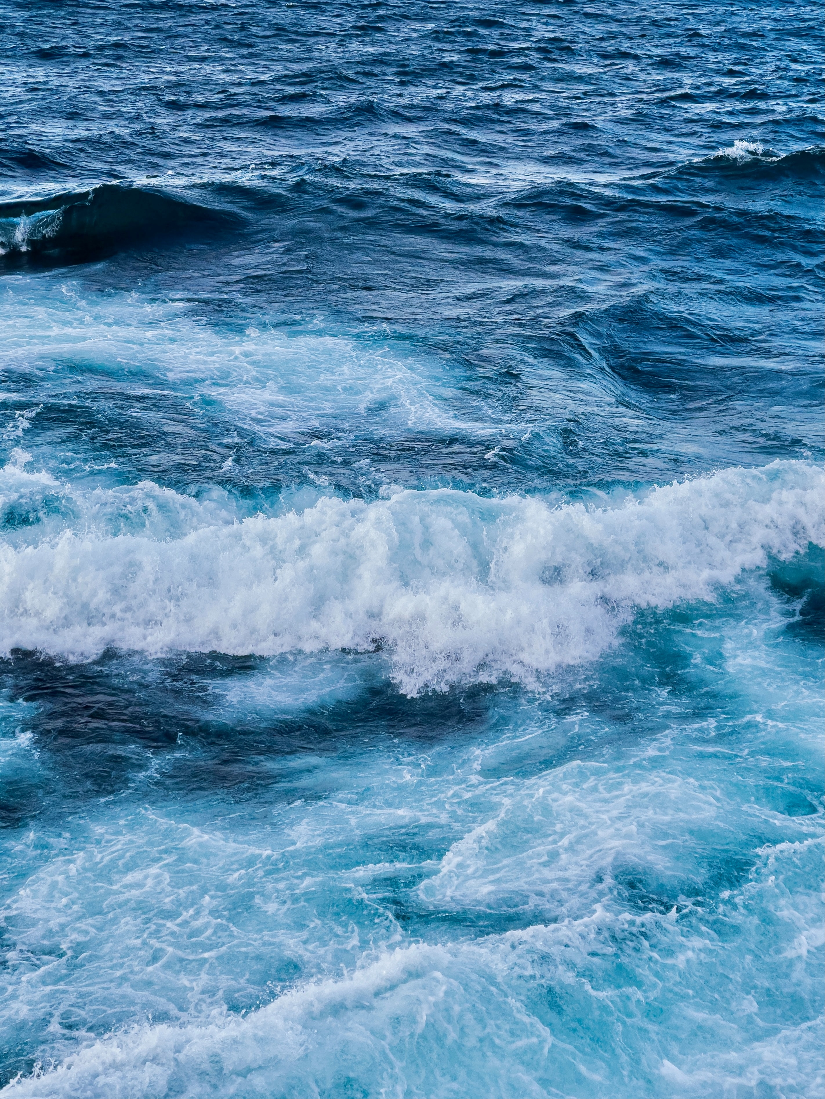 Download wallpaper 2845x3793 ocean, water, waves, blue hd background