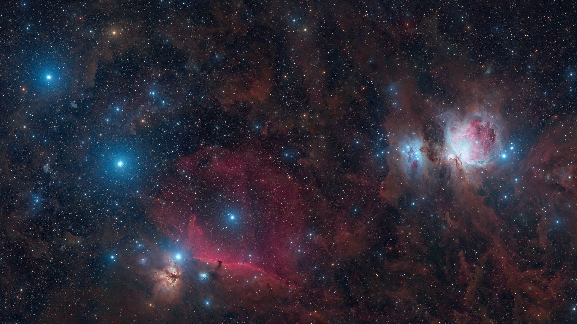 Download wallpaper 1920x1080 orions belt sword, stars, glitter, shine ...