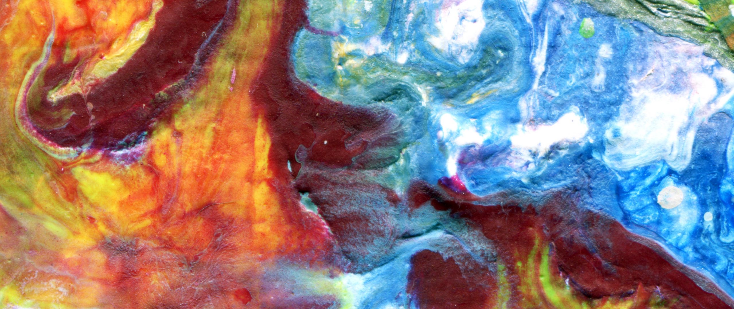 Download wallpaper 2560x1080 paint, liquid, stains, multicolored dual ...