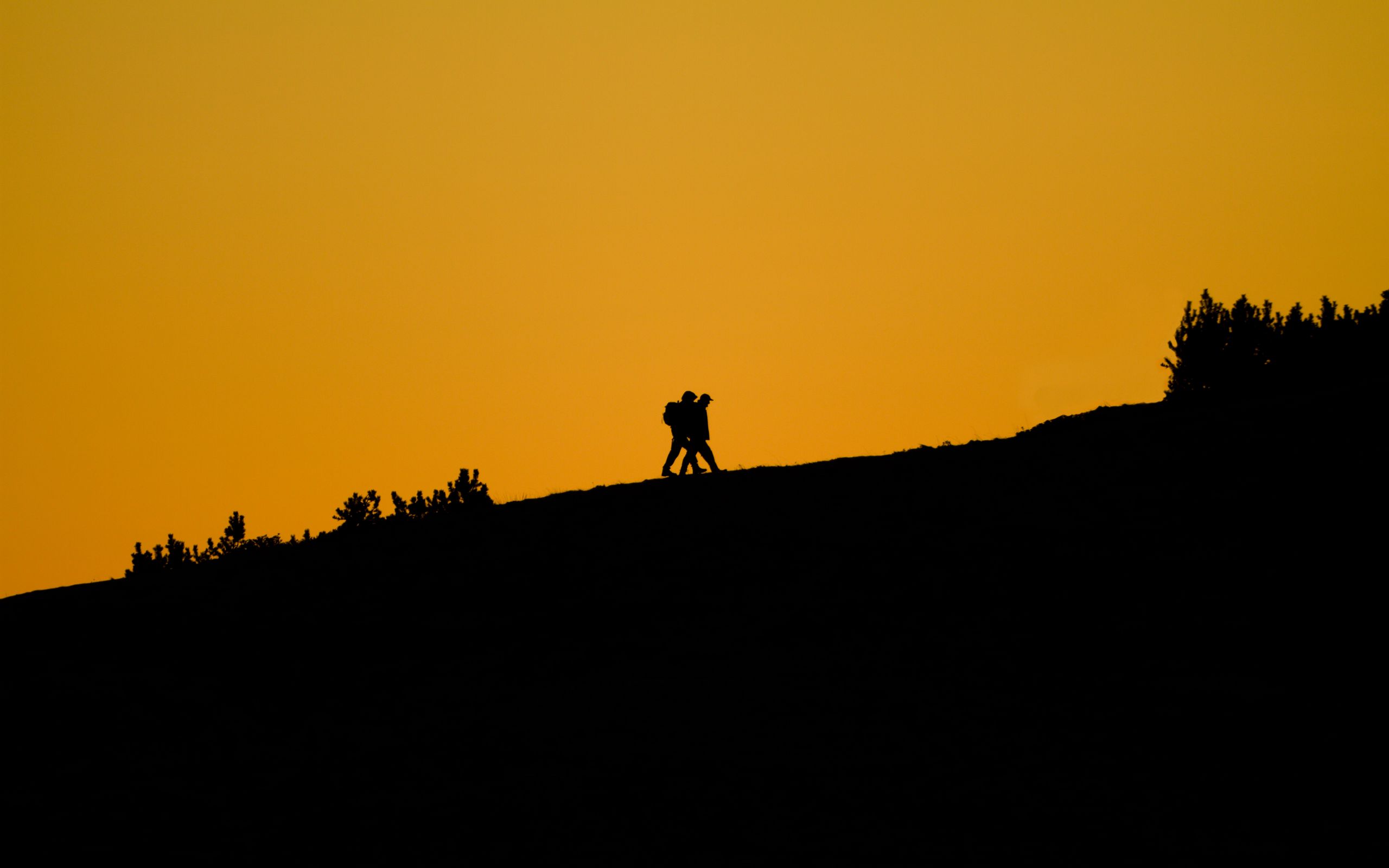 Download wallpaper 2560x1600 people, hill, silhouettes, dark widescreen ...