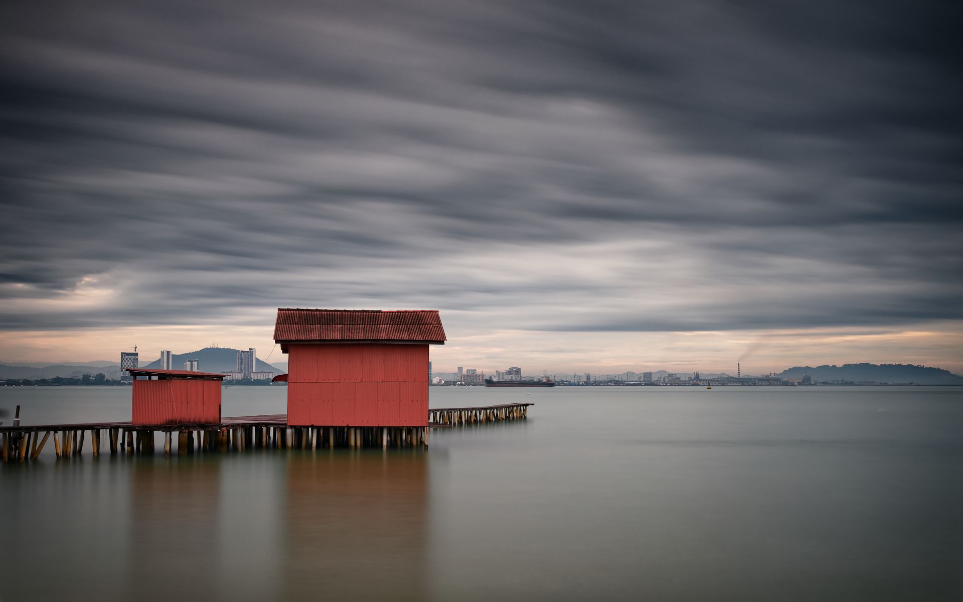 Download wallpaper 1920x1200 pier, house, horizon, river widescreen 16: ...