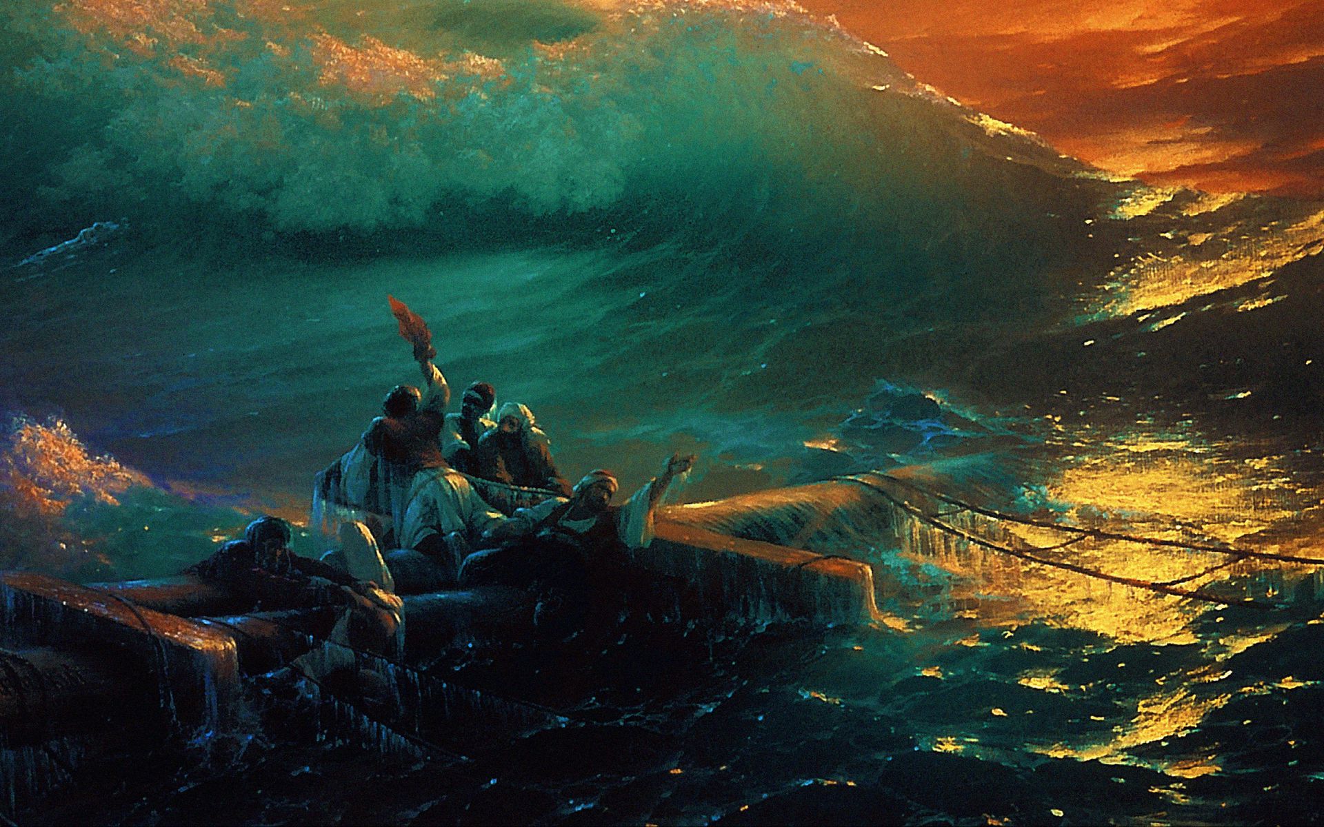 Download wallpaper 1920x1200 ninth wave, aivazovsky, oil, canvas, storm ...